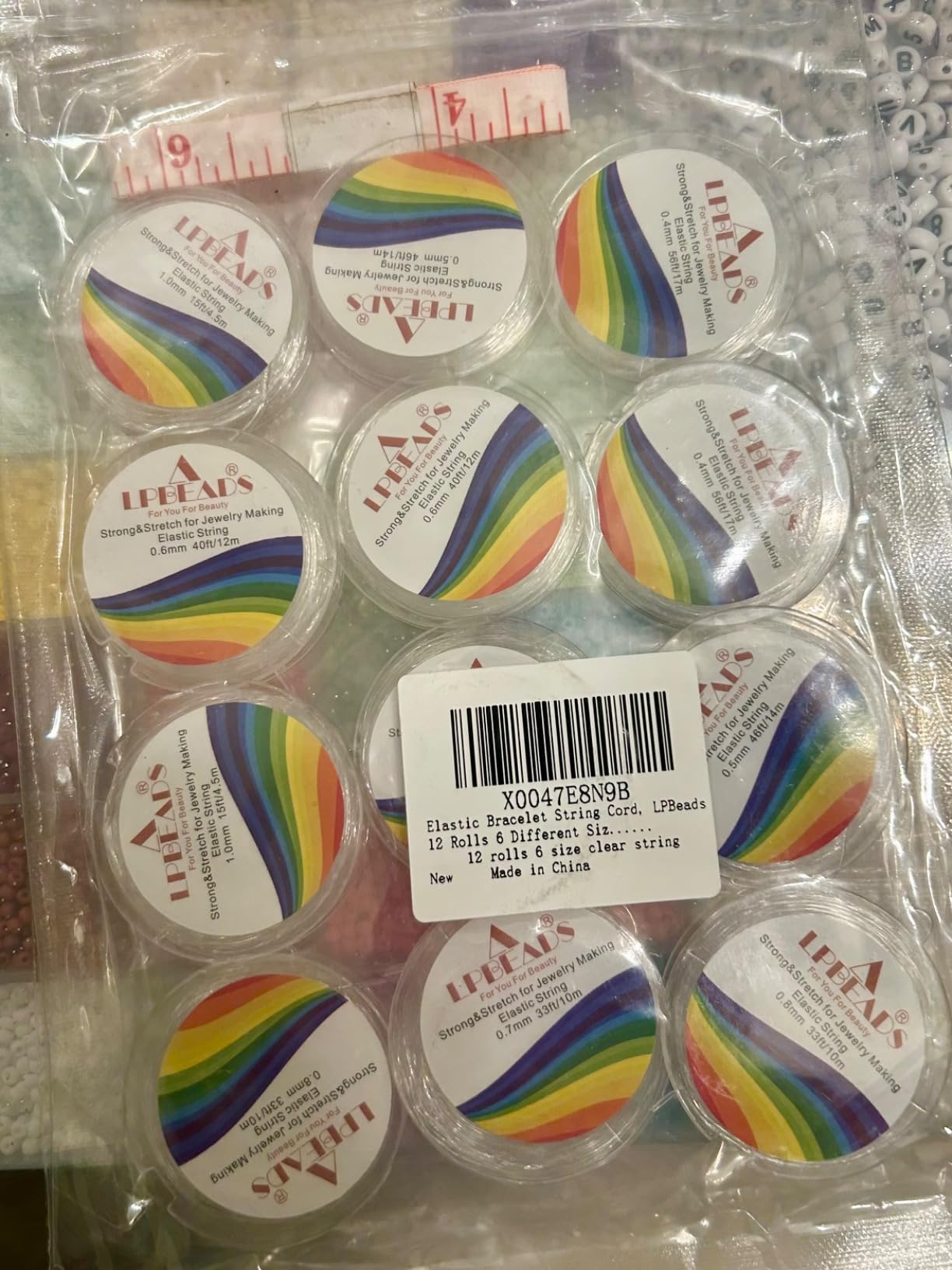 Amazon.com: Elastic Bracelet String Cord, LPBeads 12 Rolls 6 Different ...