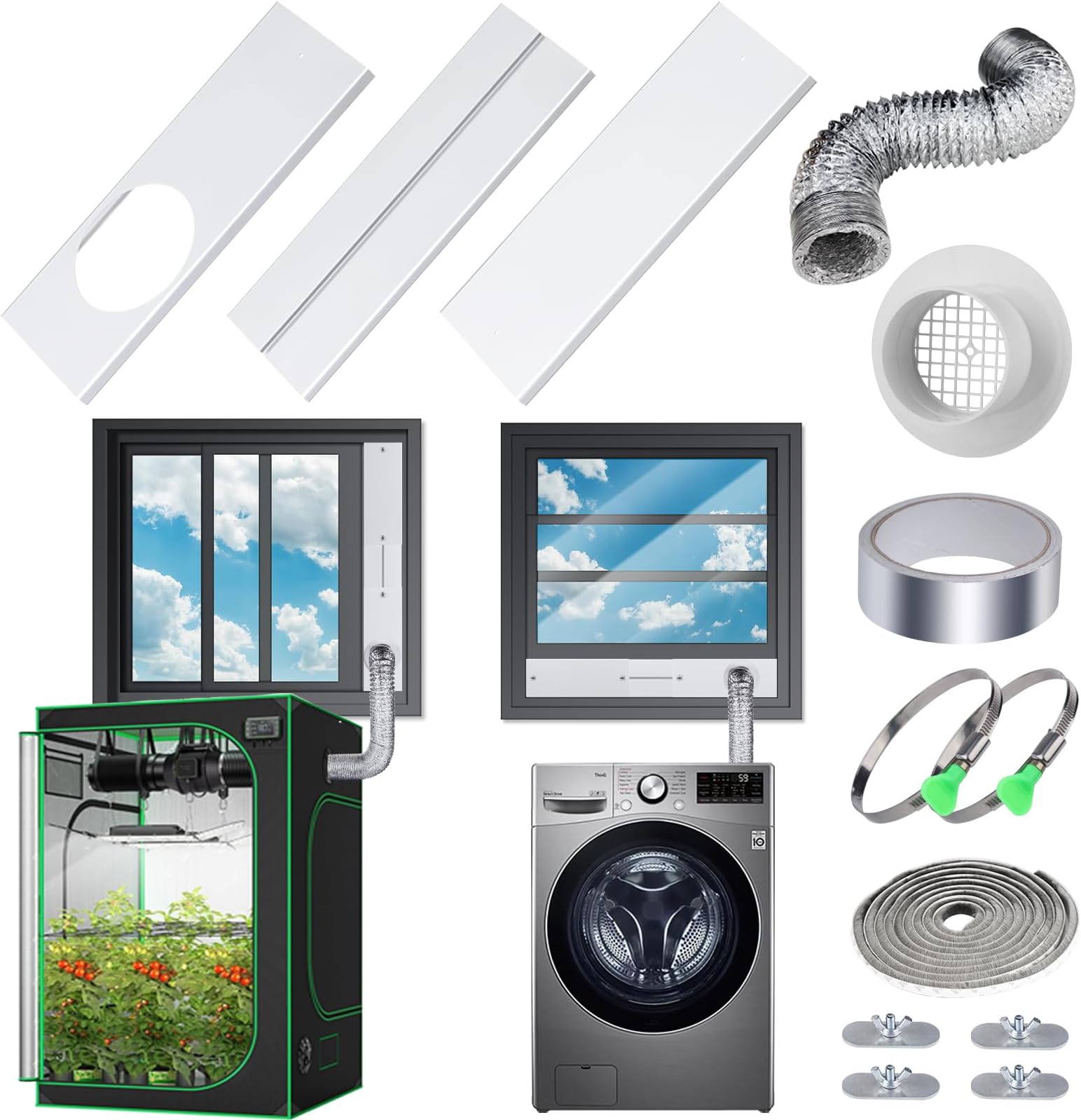 Upgraded Window Duct Kit, Window Vent Kit,Window Dryer Vent Kit, Window ...
