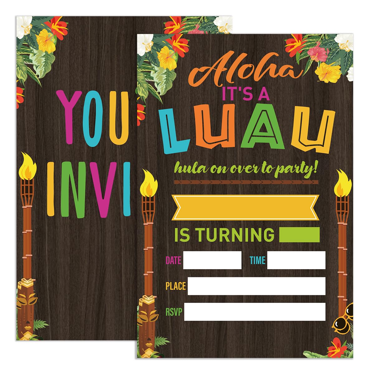 Amazon.com : UDNADKEX Birthday Invitations Luau Party for Girl with ...