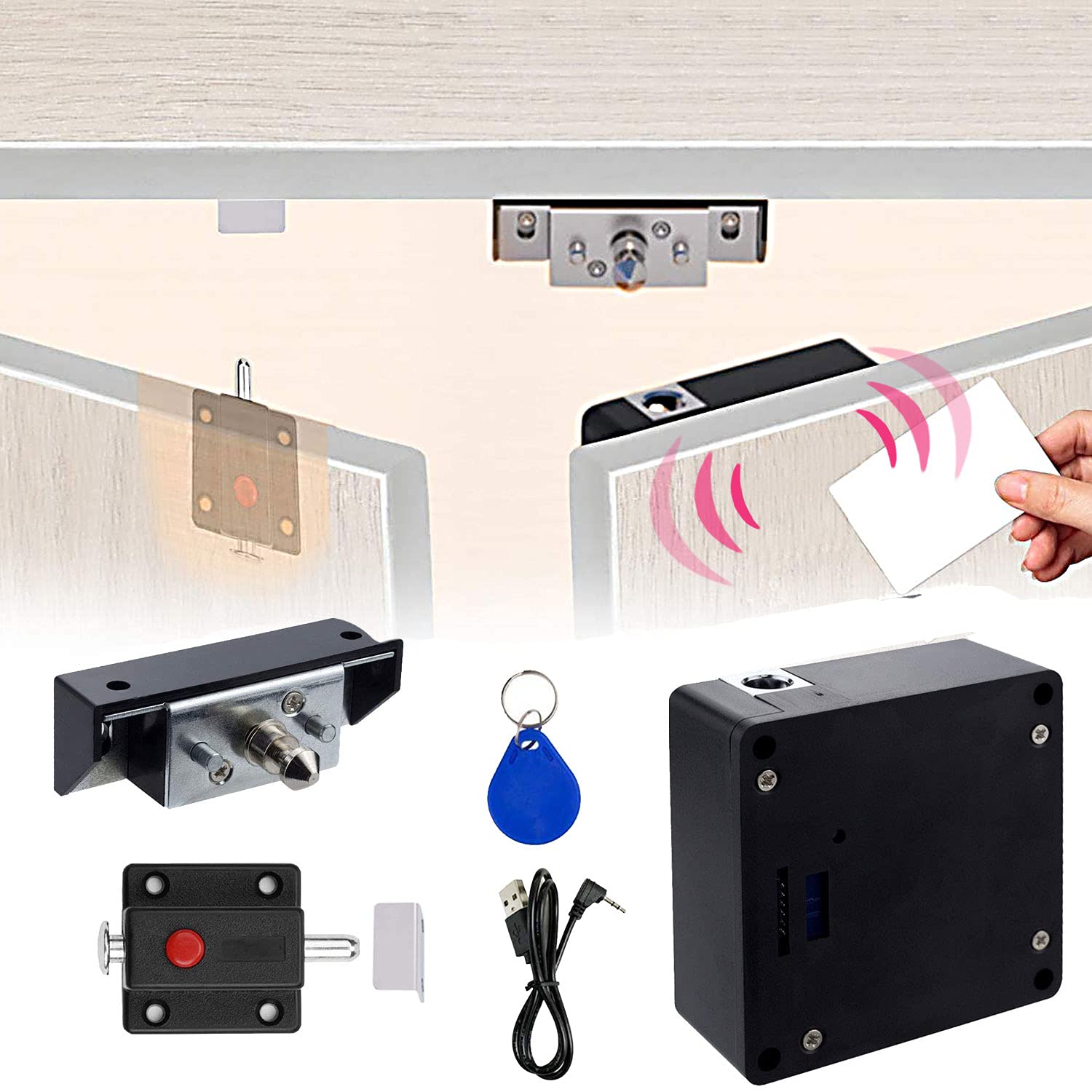 Electronic Cabinet Lock, Smart NFC RFID Locks Set, Hidden DIY Cabinet ...