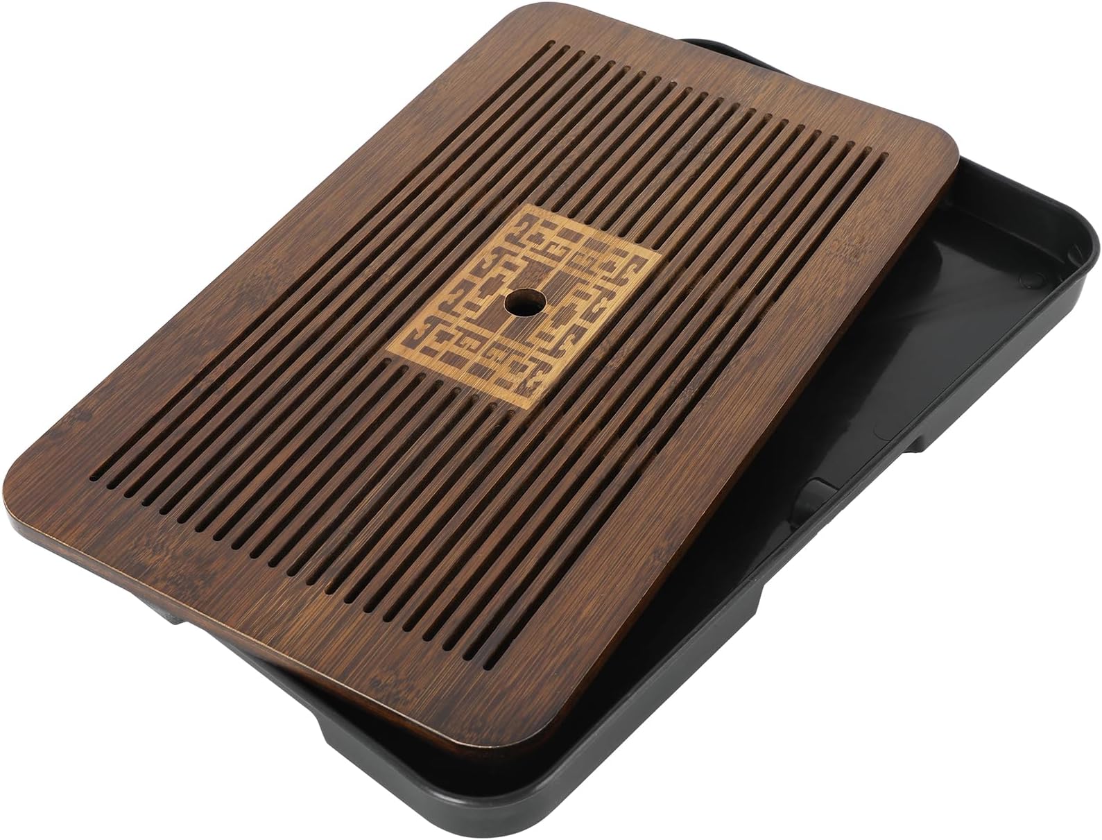 Amazon.com: Ceramic Tea Tray, Double-Layer Bamboo Tray, for Tea Table ...