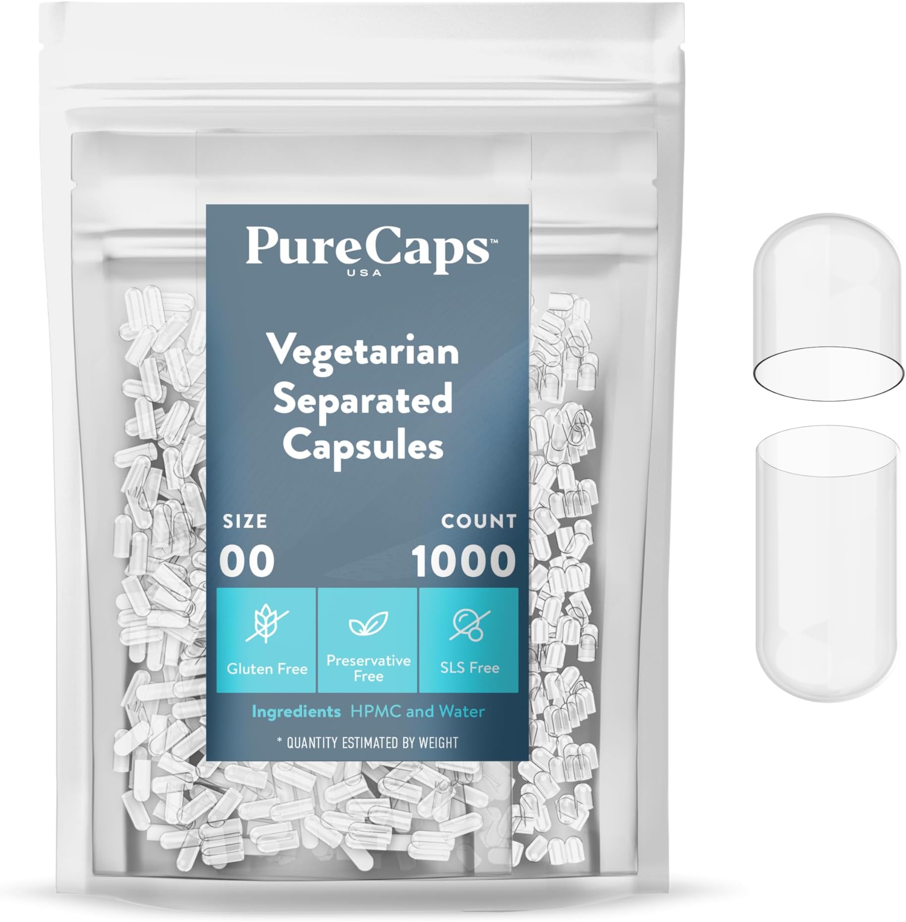 Amazon.com: PureCaps USA - Empty Vegetarian Vegan Pill Capsules Size 00 ...