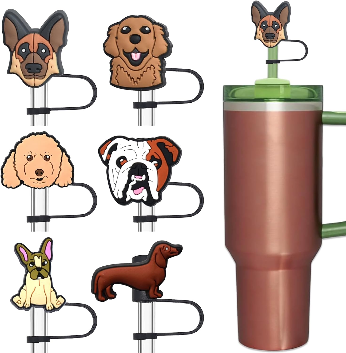 Amazon.com: Amreich Dog Straw Cover for Stanley Cup - Silicone Straw ...