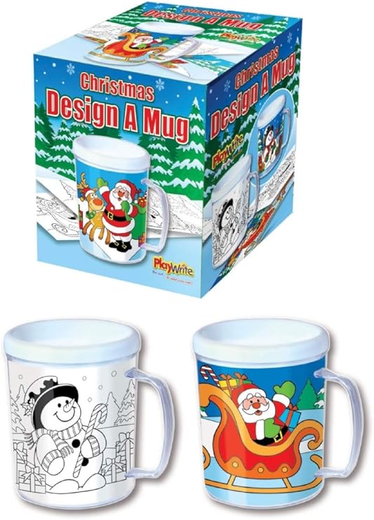 Playwrite Kids Xmas Colour Your Own Assorted Plastic Mug : Amazon.co.uk ...