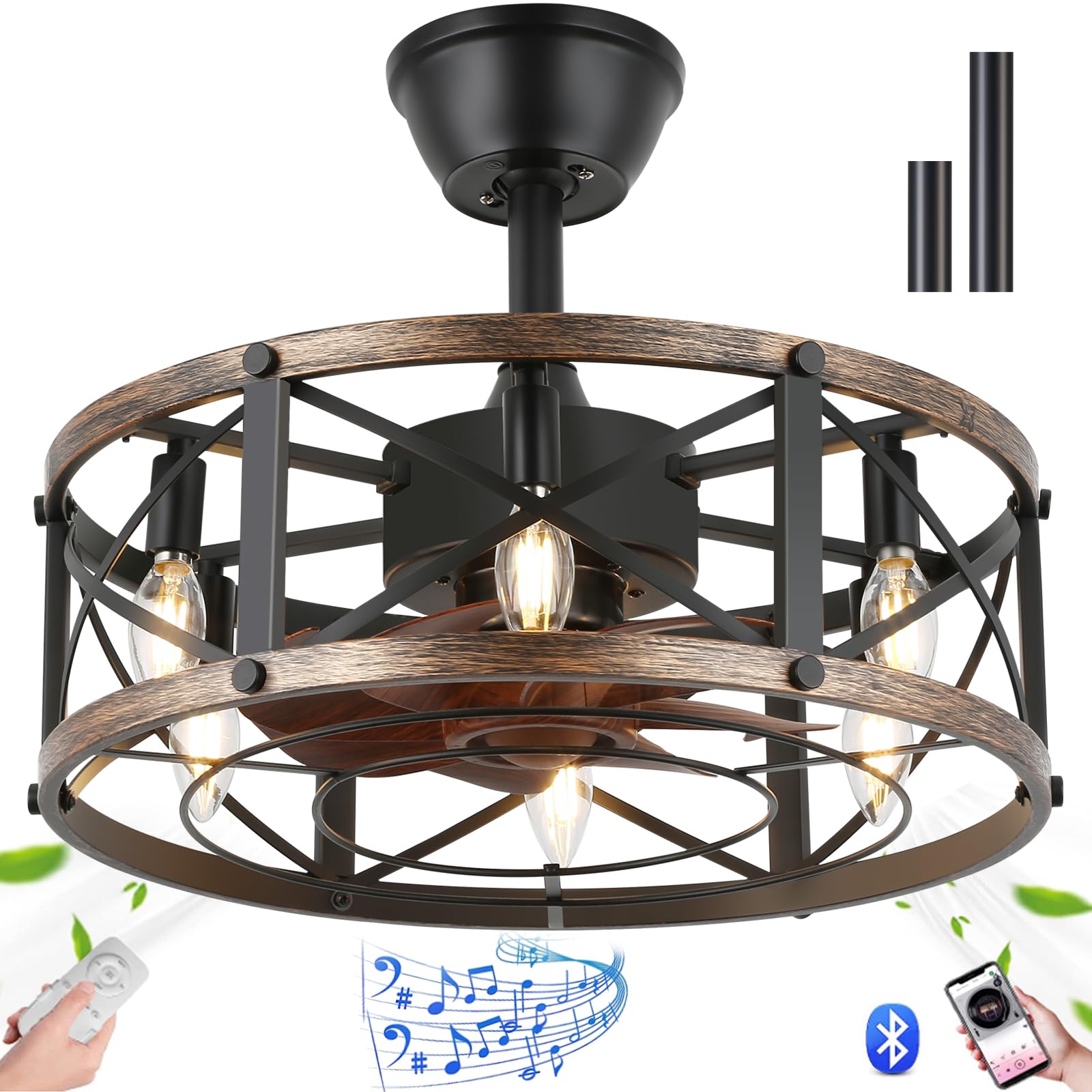 Amazon.com: AIHONKON 18.5''Ceiling Fans With Lights and Bluetooth ...