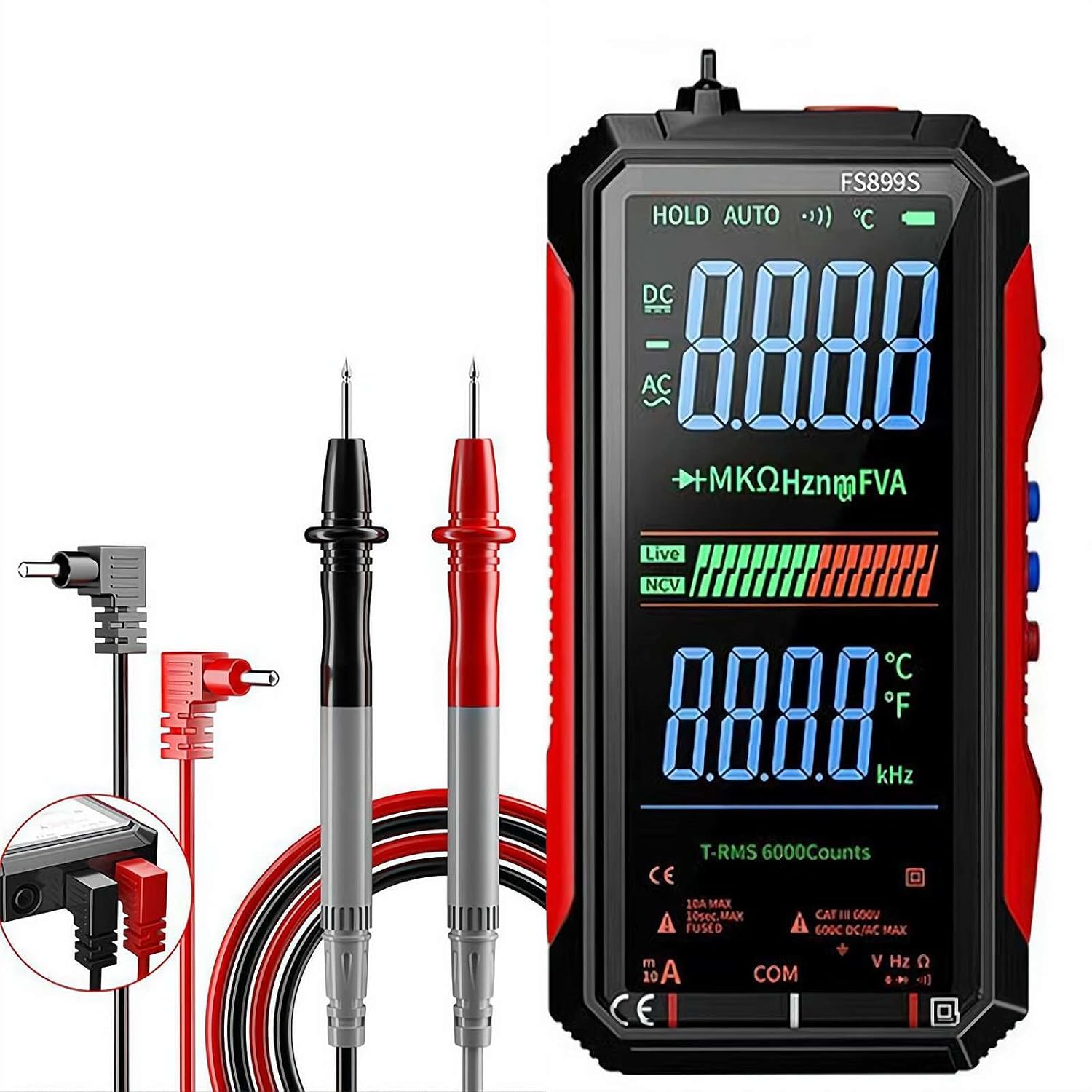 Amazon.com: FS899S Smart Digital Multimeter, USB-C Rechargeable 6000 ...