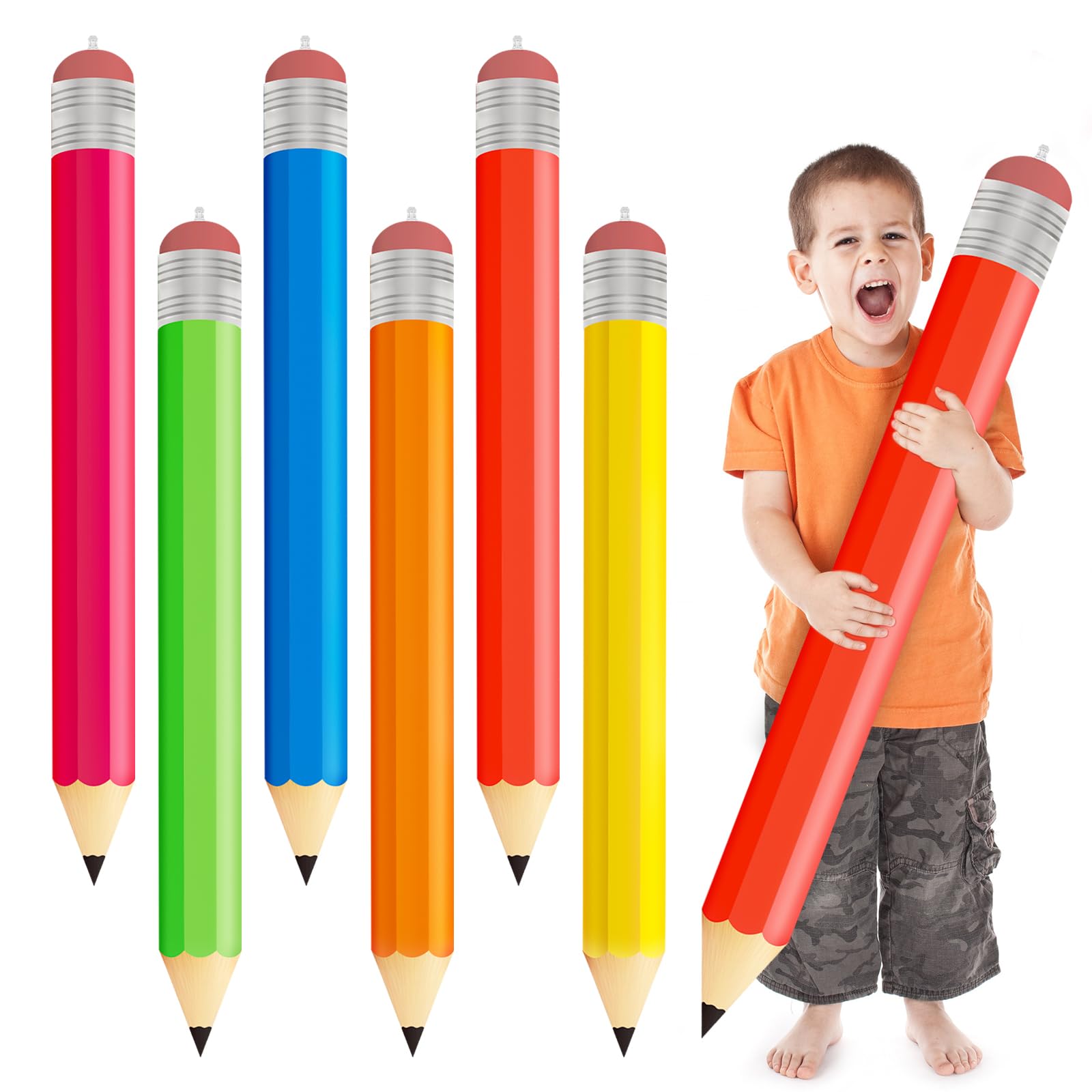 Buy 6 Pcs 44 Inch Jumbo Inflatable Pencil 6 Colors Large Blow up ...