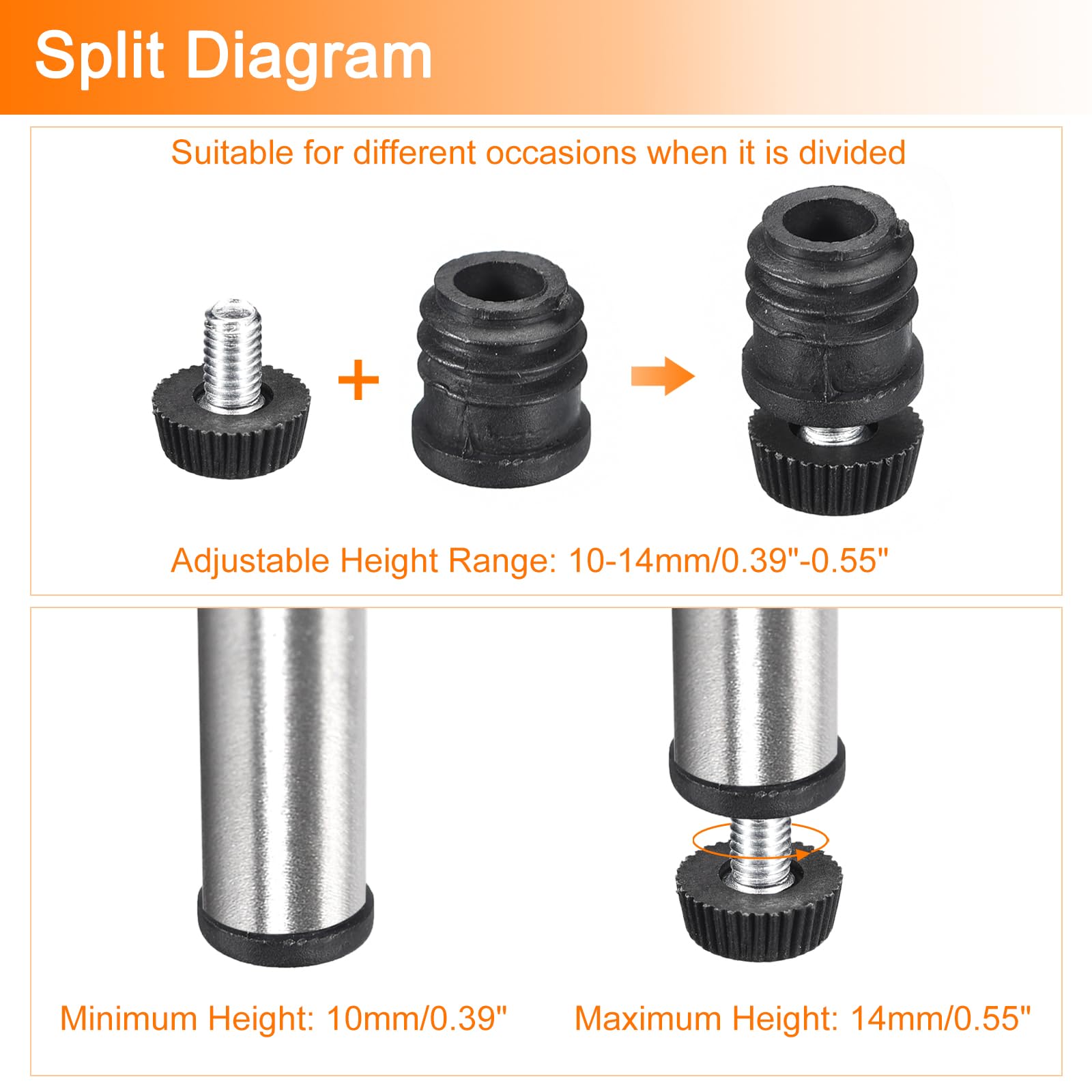 Furniture Leveling Feet 16mm Round Tubes M6 Thread 12Pcs Furniture ...