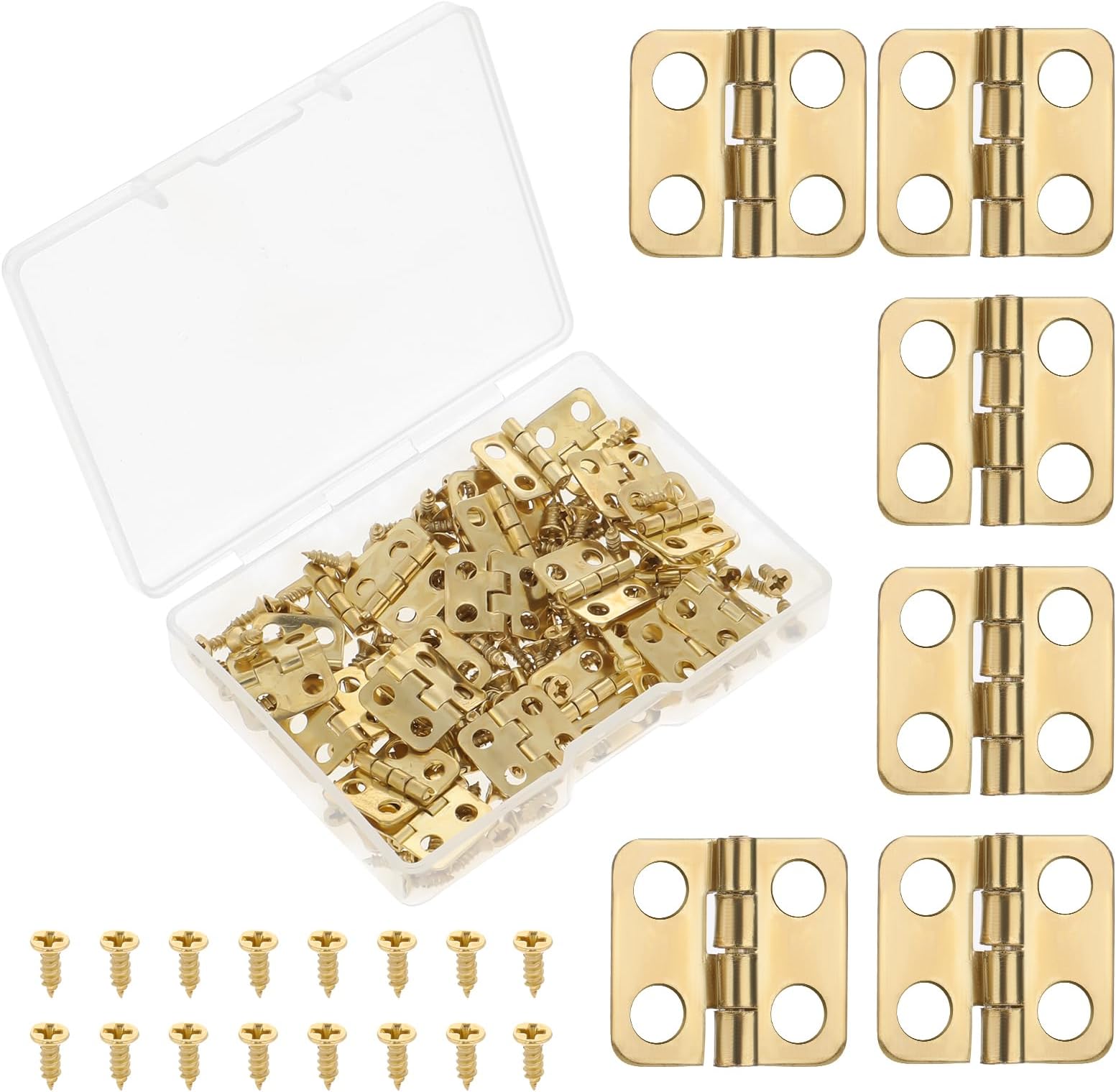 Mini Hinges, 30 Pcs 14 x 12 mm Copper Plating Cabinet Drawer Butt ...