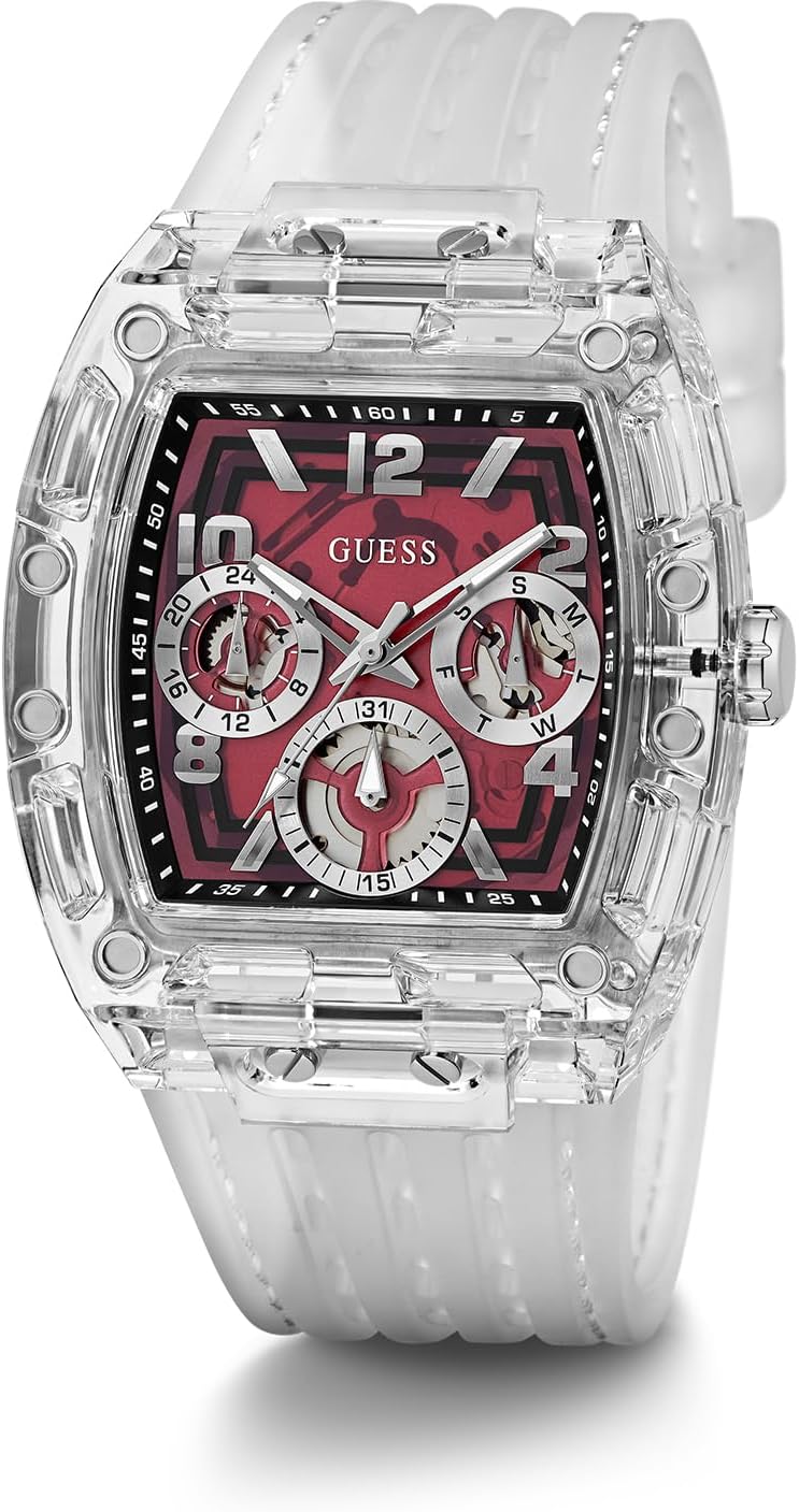 GUESS Men's Quartz Watch with Analog Display and Silicone Strap ...