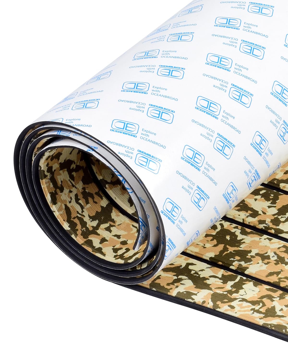 OCEANBROAD Camo Boat Flooring Self-Adhesive Backing Camouflage Decking 96''x45.6''/36''/28.8 ...