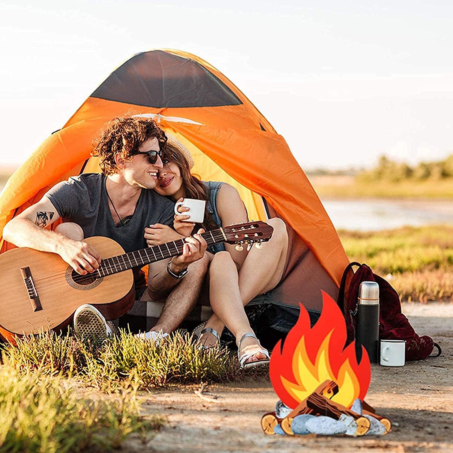 6 Set Artificial Fire Fake Flame Paper, 3D Decorative Cardboard ...