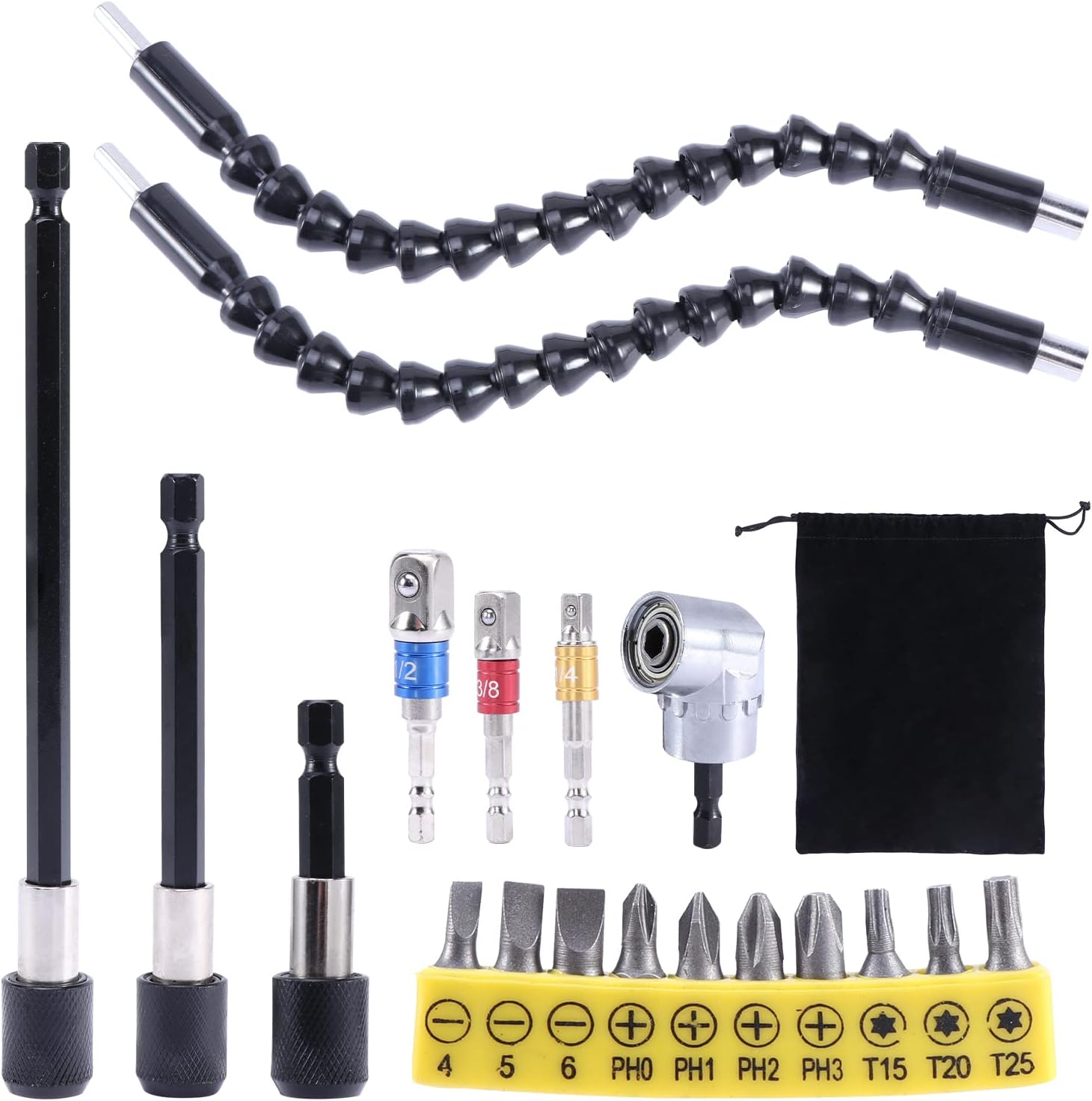 Flexible Drill Bit Extension Set, Include 2pcs Bendable Drill Bit ...