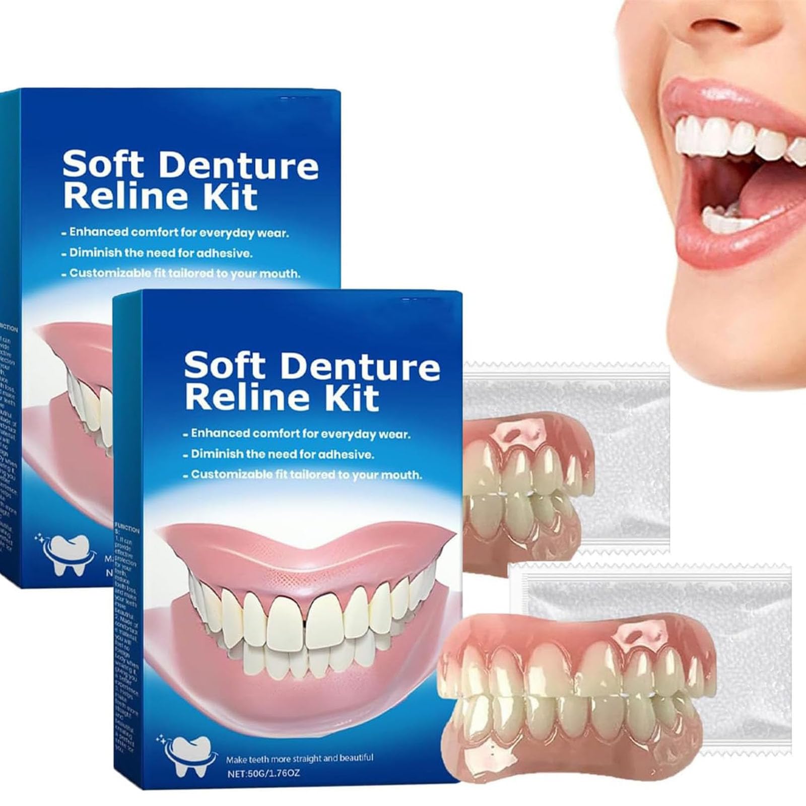 Silicone Reline Kit for Dentures, PerfectFit Denture Silicone Reline ...