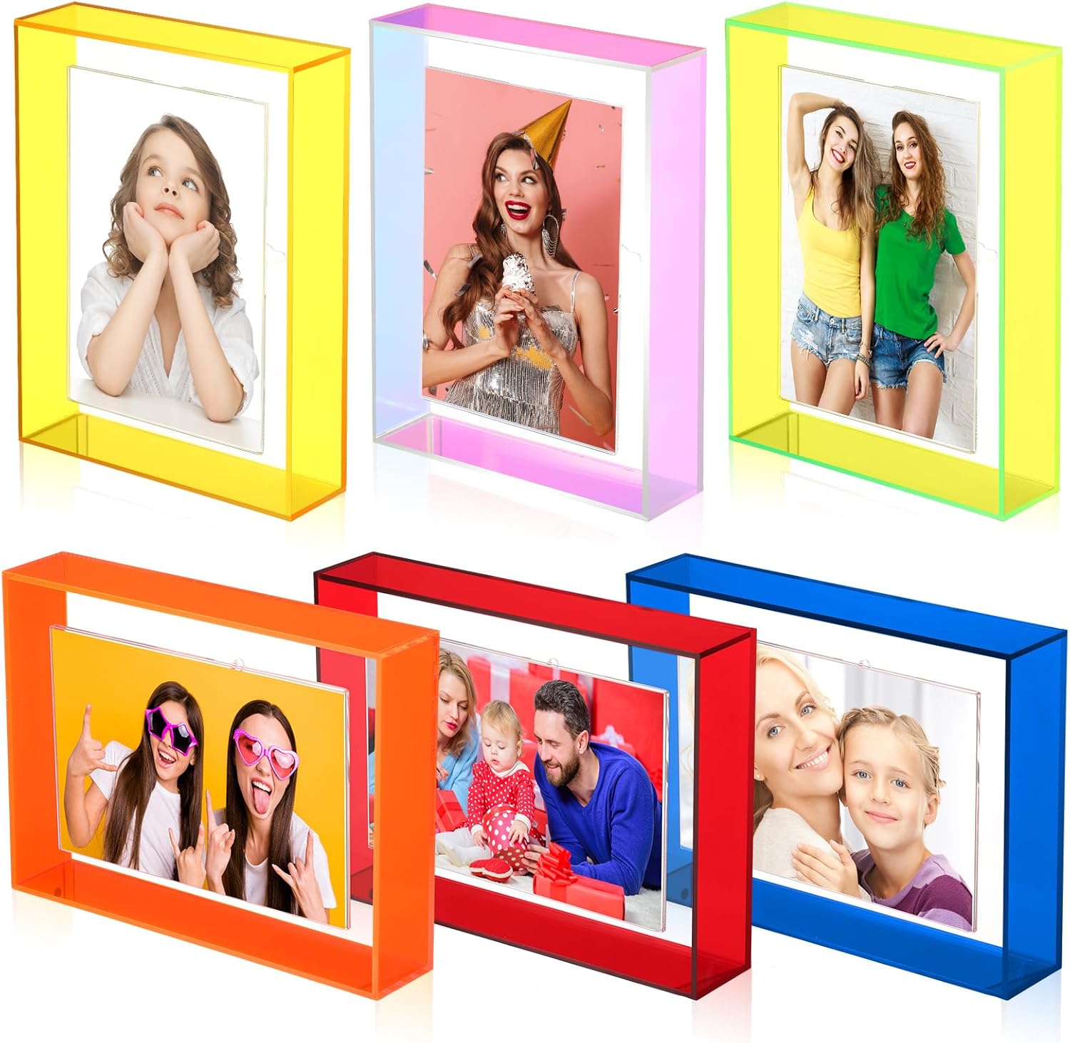 Amazon.com - PerKoop 6 Pcs Colorful Picture Frame Neon Acrylic Floating ...