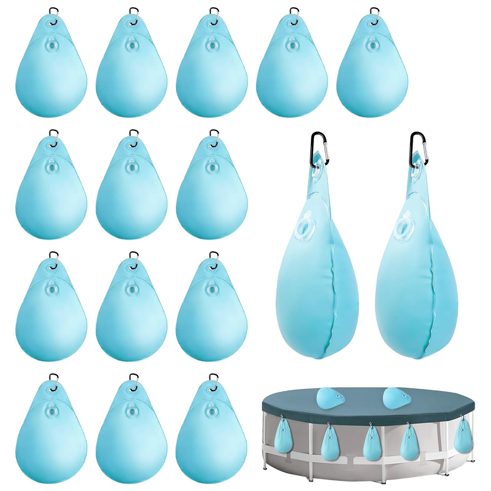 Amazon.com: 16 Pack Pool Cover Weights with Hooks, Teardrop Shape ...