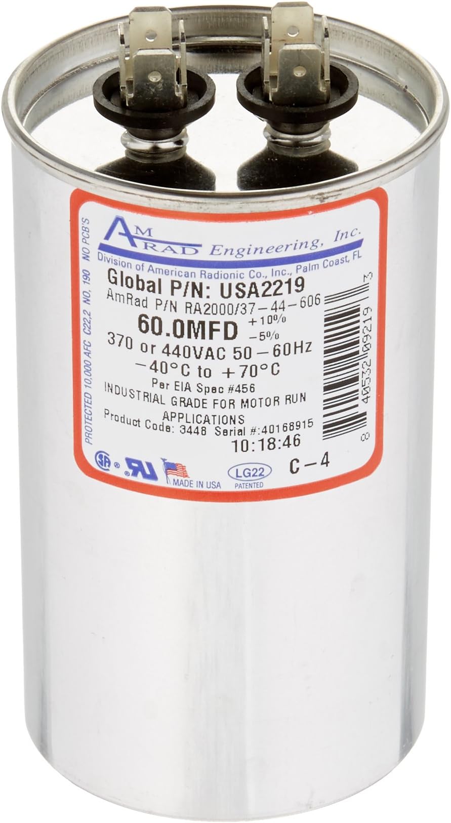 Amazon.com: AMRAD ENGINEERING USA2227 Round USA-Made Motor Run ...