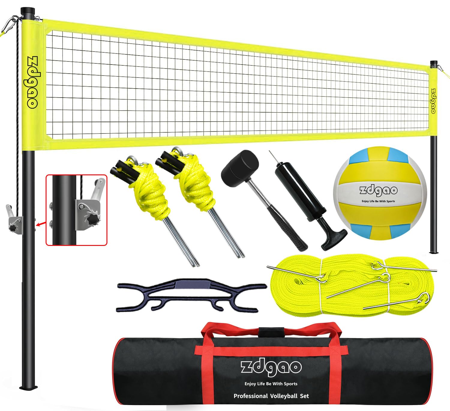 Zdgao Volleyball Net Outdoor - Professional Volleyball Set with Height ...