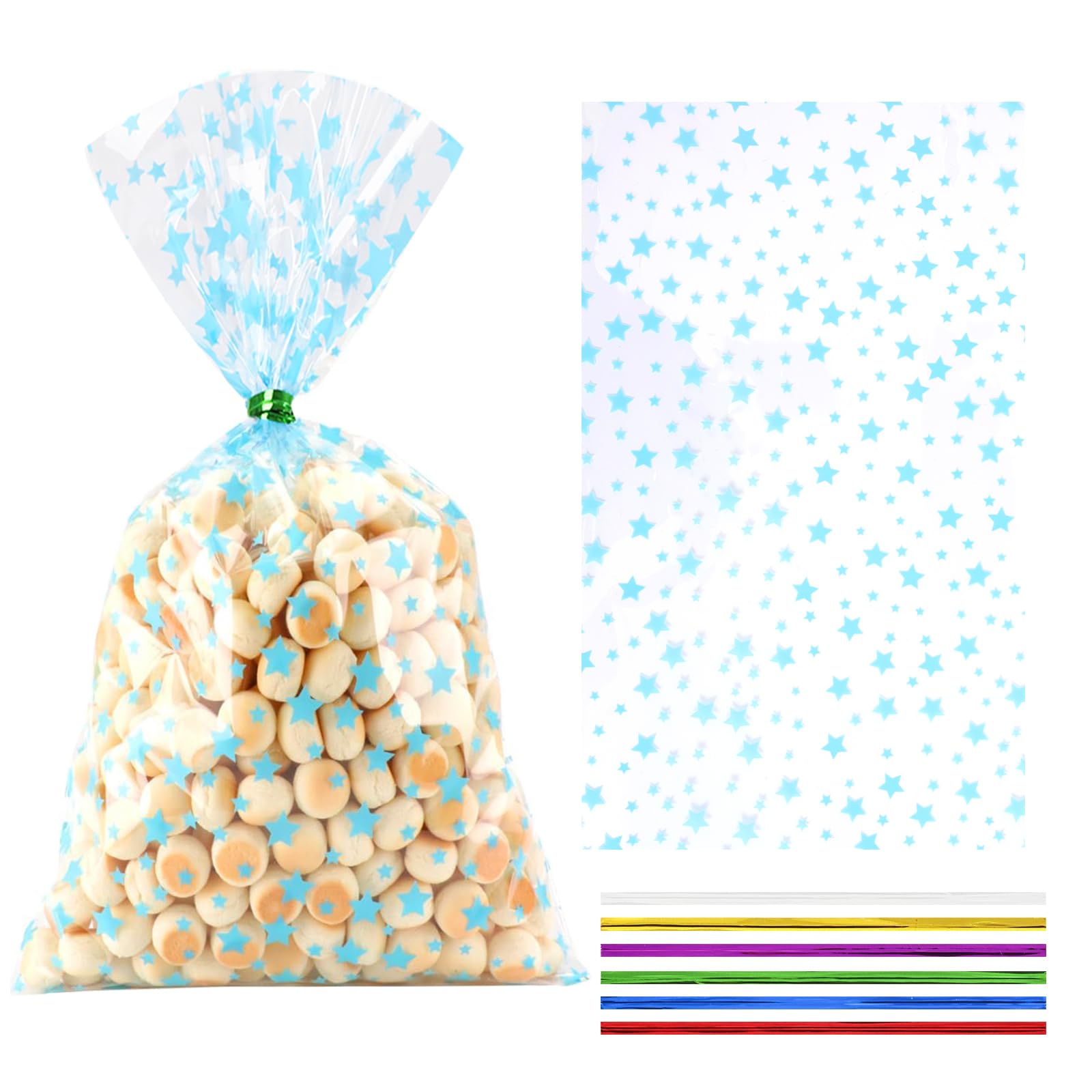Amazon.com: COQOFA 100 Pcs Blue Star 7"X12" Gift Wrap Cello Cellophane ...