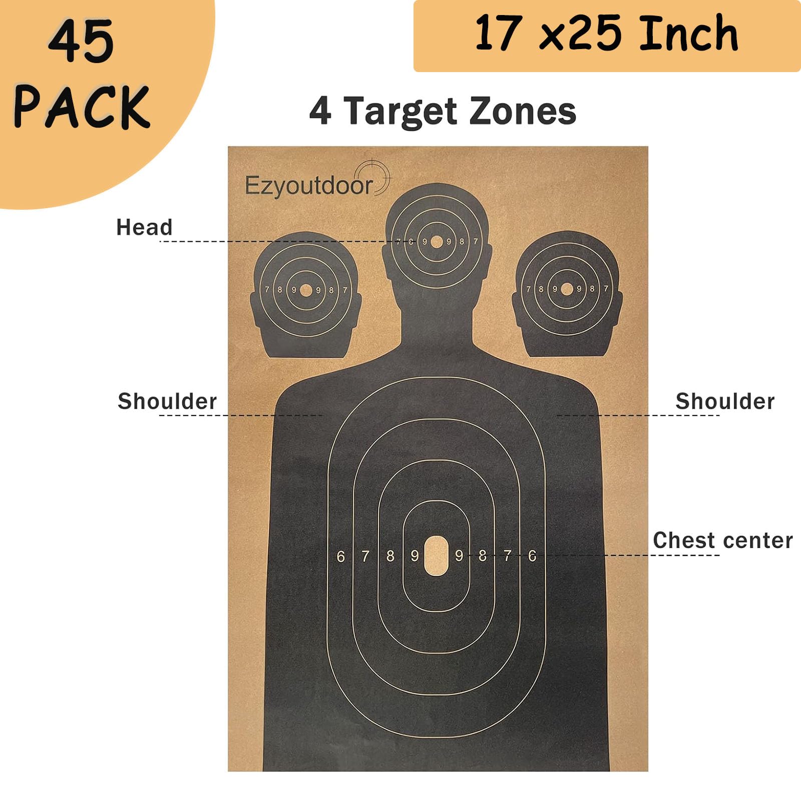 Snapklik.com : 45 Pack Paper Shooting Tatgets - 17 X 25 Inch Multiple ...