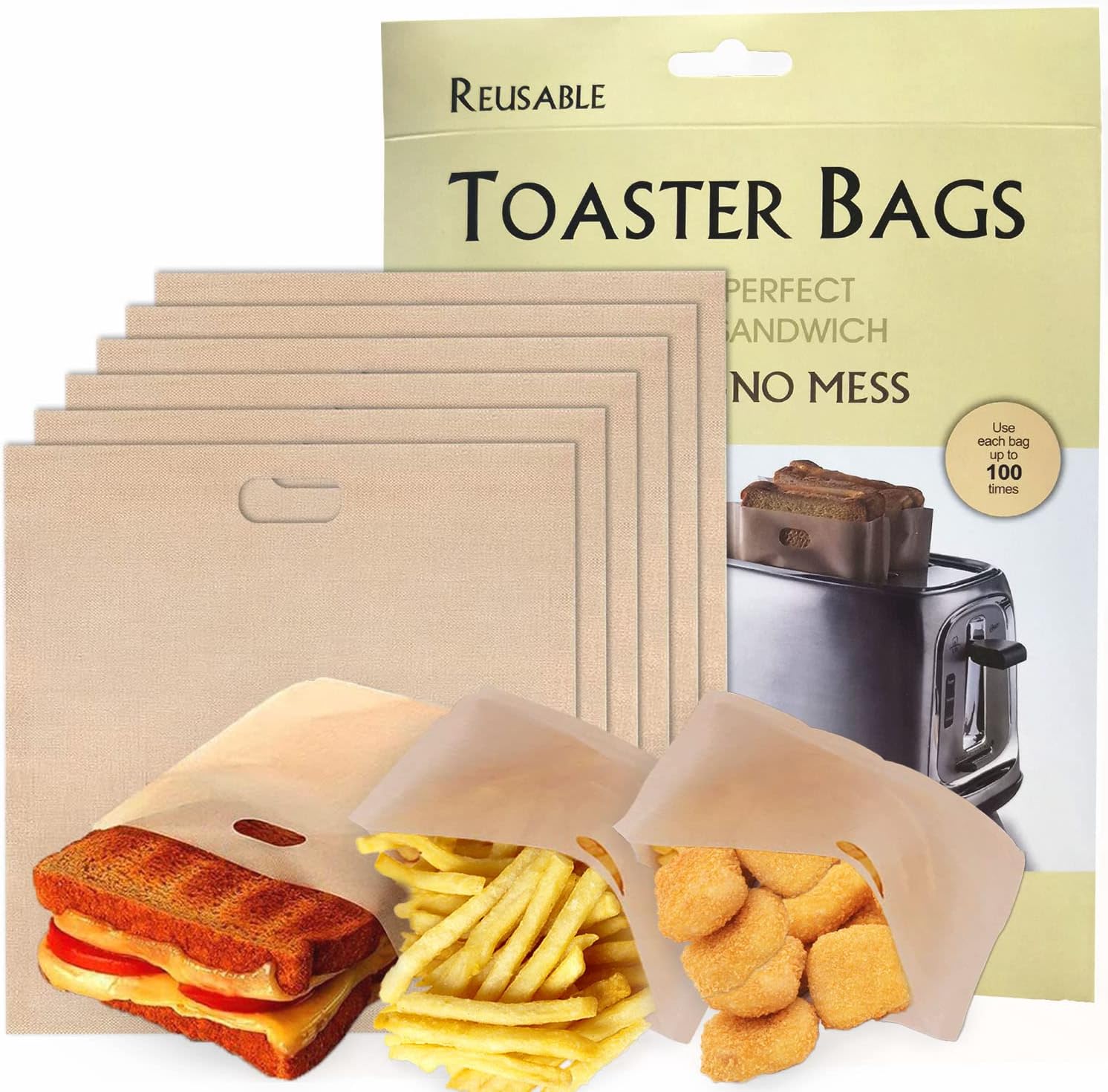 Amazon.com: Hommater Toaster Bags Reusable（ 6.7 x7.5 ） for Grilled ...