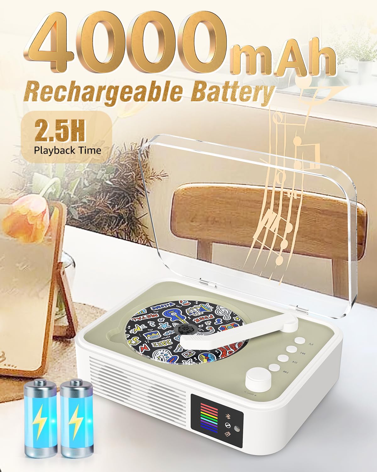 Yuguz Portable Vintage Desktop With Speaker, 2000mAH Rechargeable ...