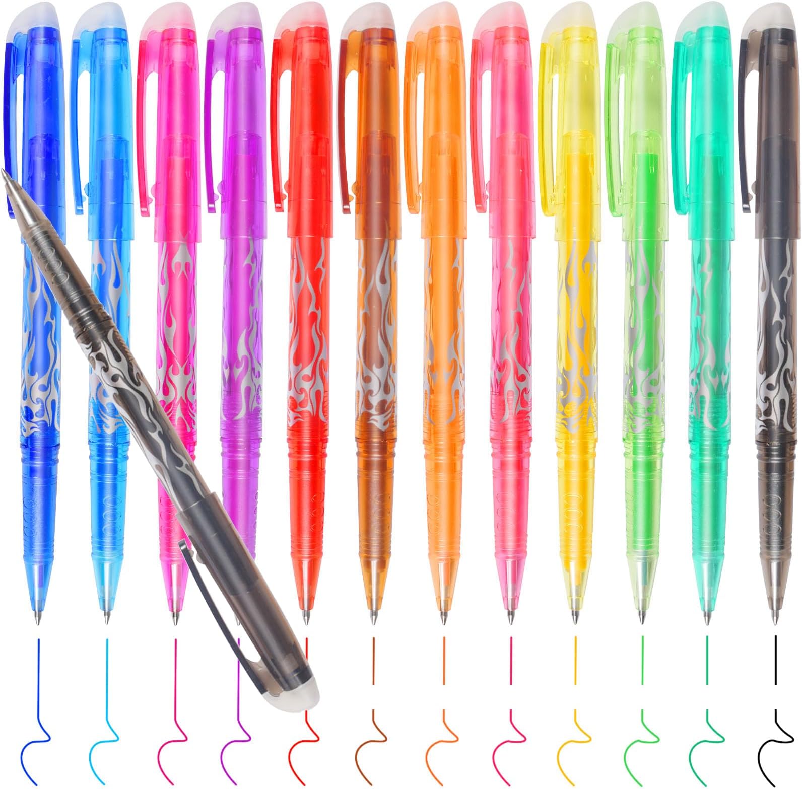 12 Couleurs Stylos Effaçables, 0.5mm Stylo Gomme, Stylos à Bille avec ...