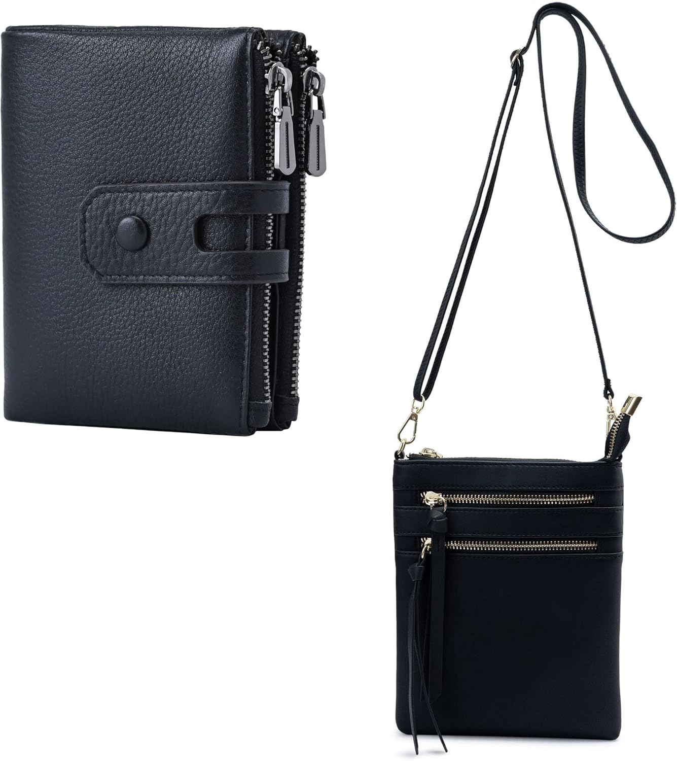 Amazon.com: Bveyzi Small Soft Leather Wallet & Small Crossbody Purses ...
