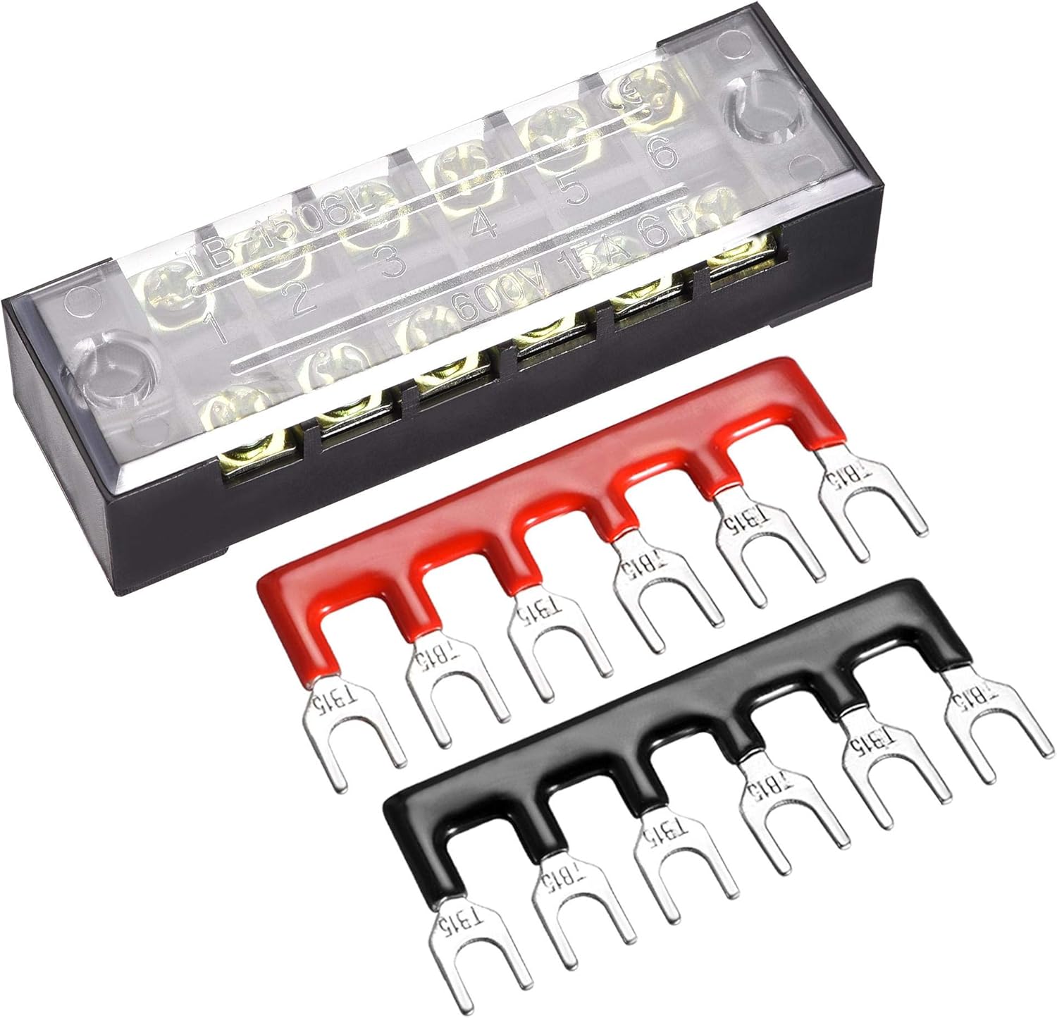 sourcing map 5Set 6 Positions Dual Rows 600V 15A Copper Screw Terminal ...