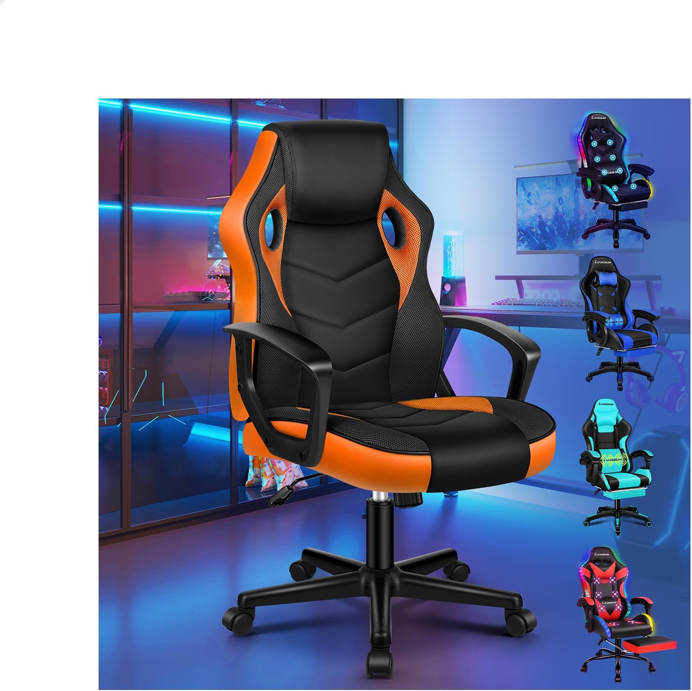 ELFORDSON Gaming Chair, Video Game Chairs, Ergonomic Computer Desk ...