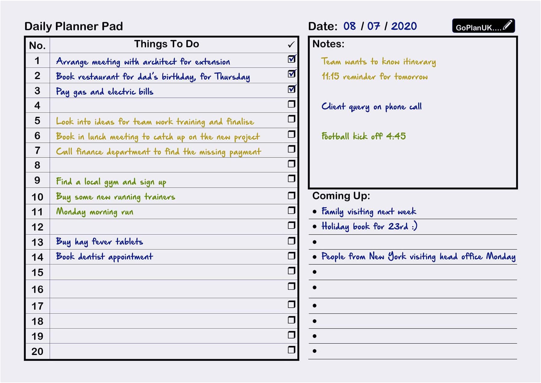To Do List Pad - Things To Do Today Daily Planner - A4 Pad ...