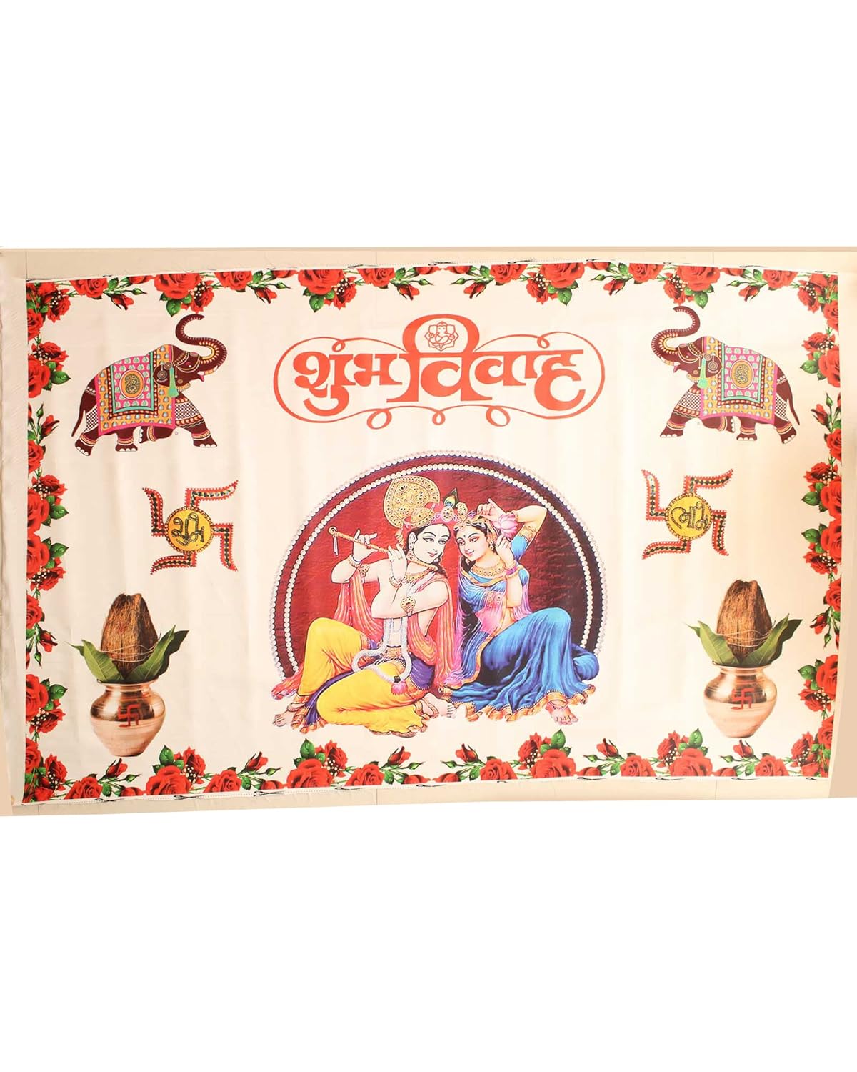 Buy Lovely Wedding Mall Antarpat | Radha Krishna Design Cotton Antarpat ...