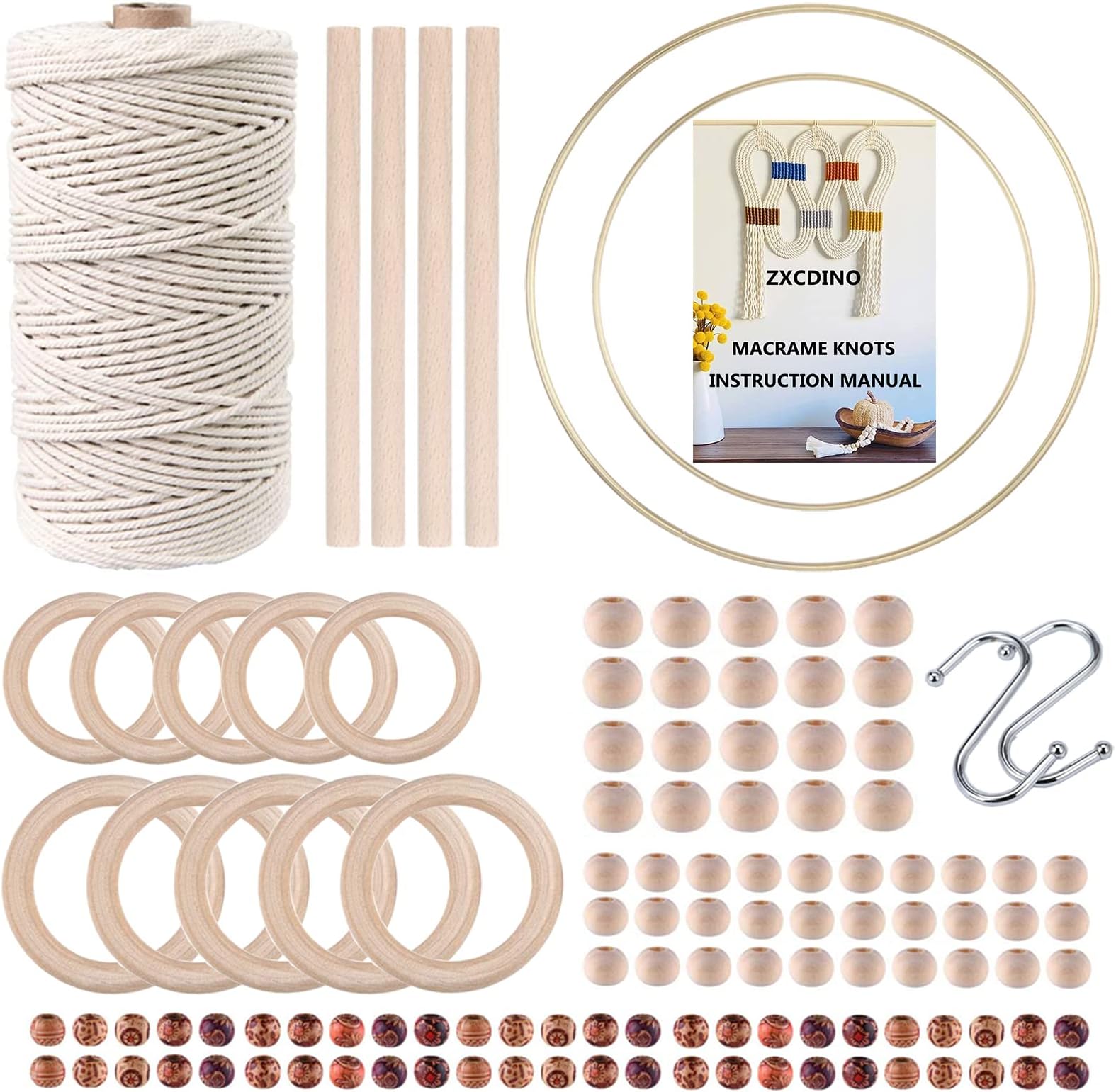 Amazon.com: Macrame Kit - 227pc Macrame Wall Hanging Kit. Macrame Plant ...