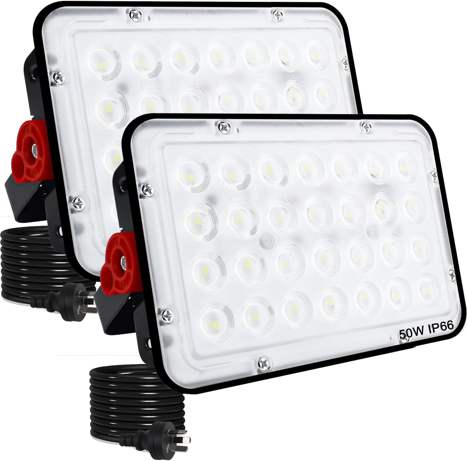 2 Pack 50W LED Flood Light Outdoor, 5000LM LED Work Light, Floodlight ...