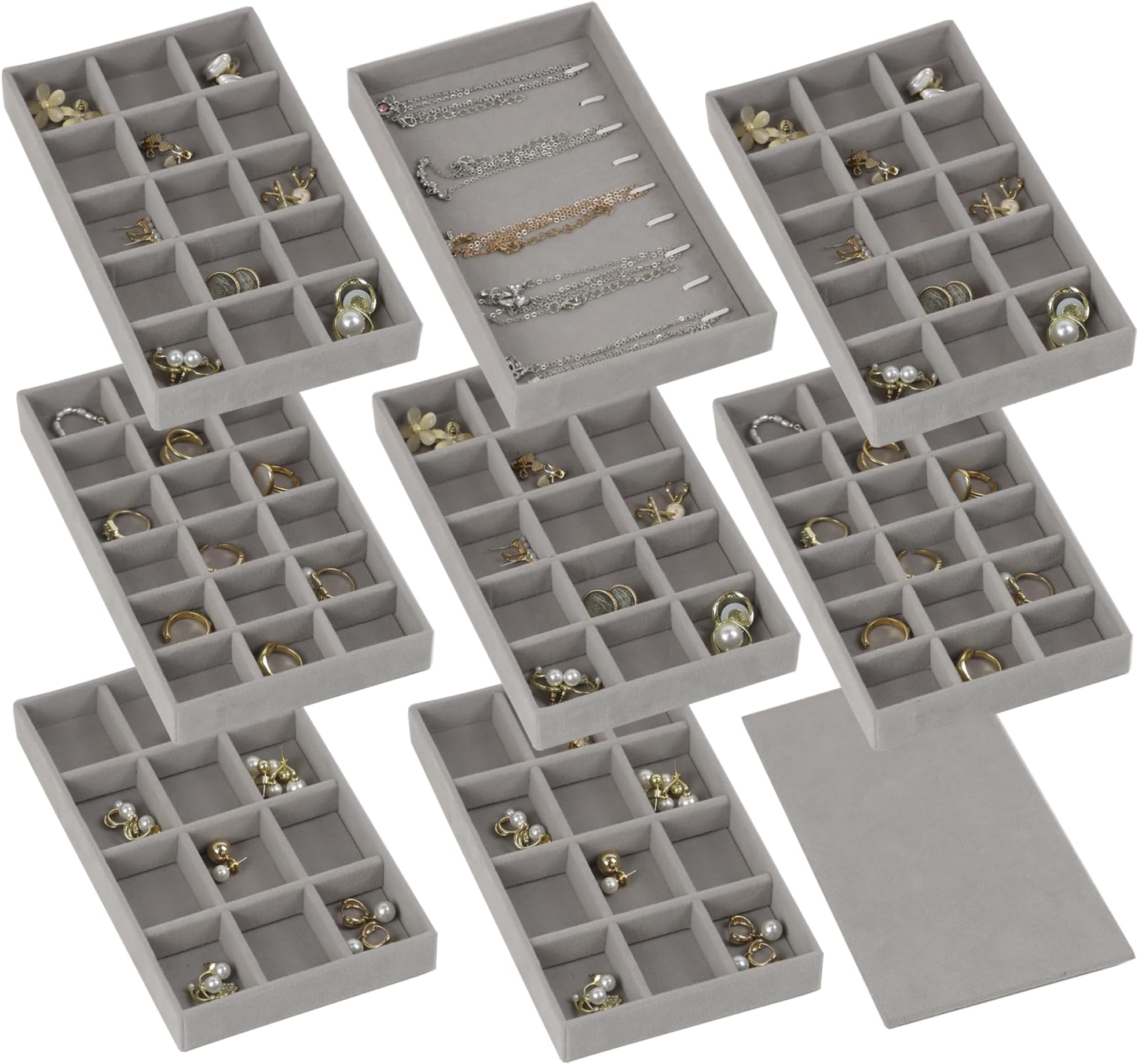 Amazon.com: Fordonral Set of 8 Stackable Jewelry Organizer Trays with 1 ...