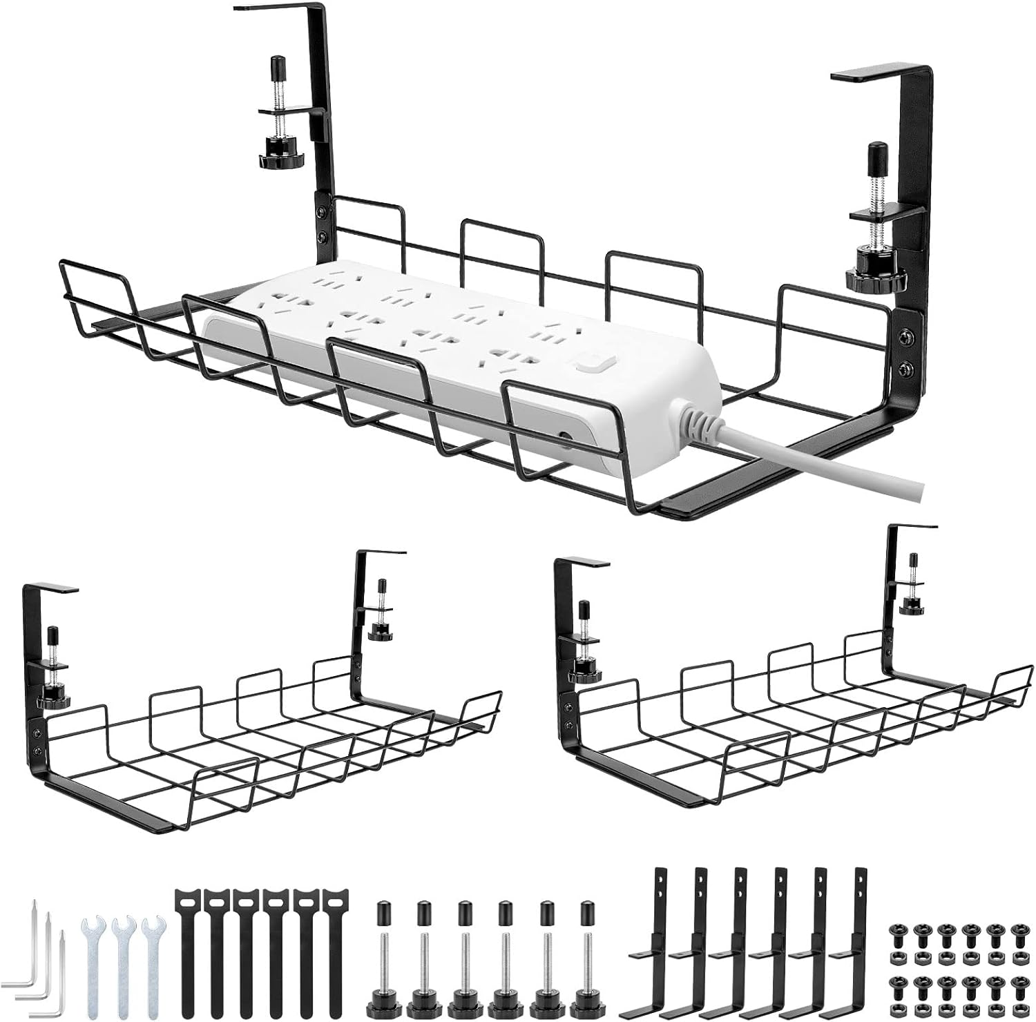 Amazon.com: 3Pack Under Desk Cable Management Tray,15.7'' Metal No ...