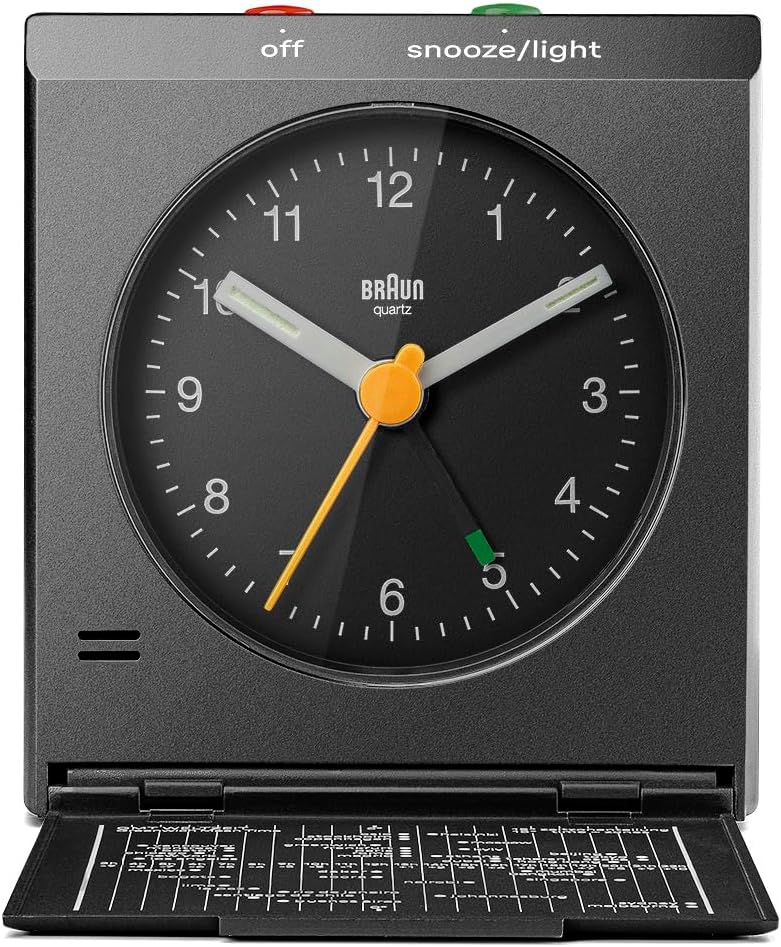 Braun Classic Analogue Travel Alarm Clock with Snooze and Light, Iconic ...