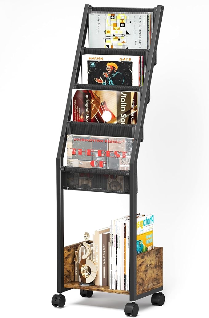 Amazon.com: Homeiju Vinyl Record Storage,4 Tier Record Holder with ...