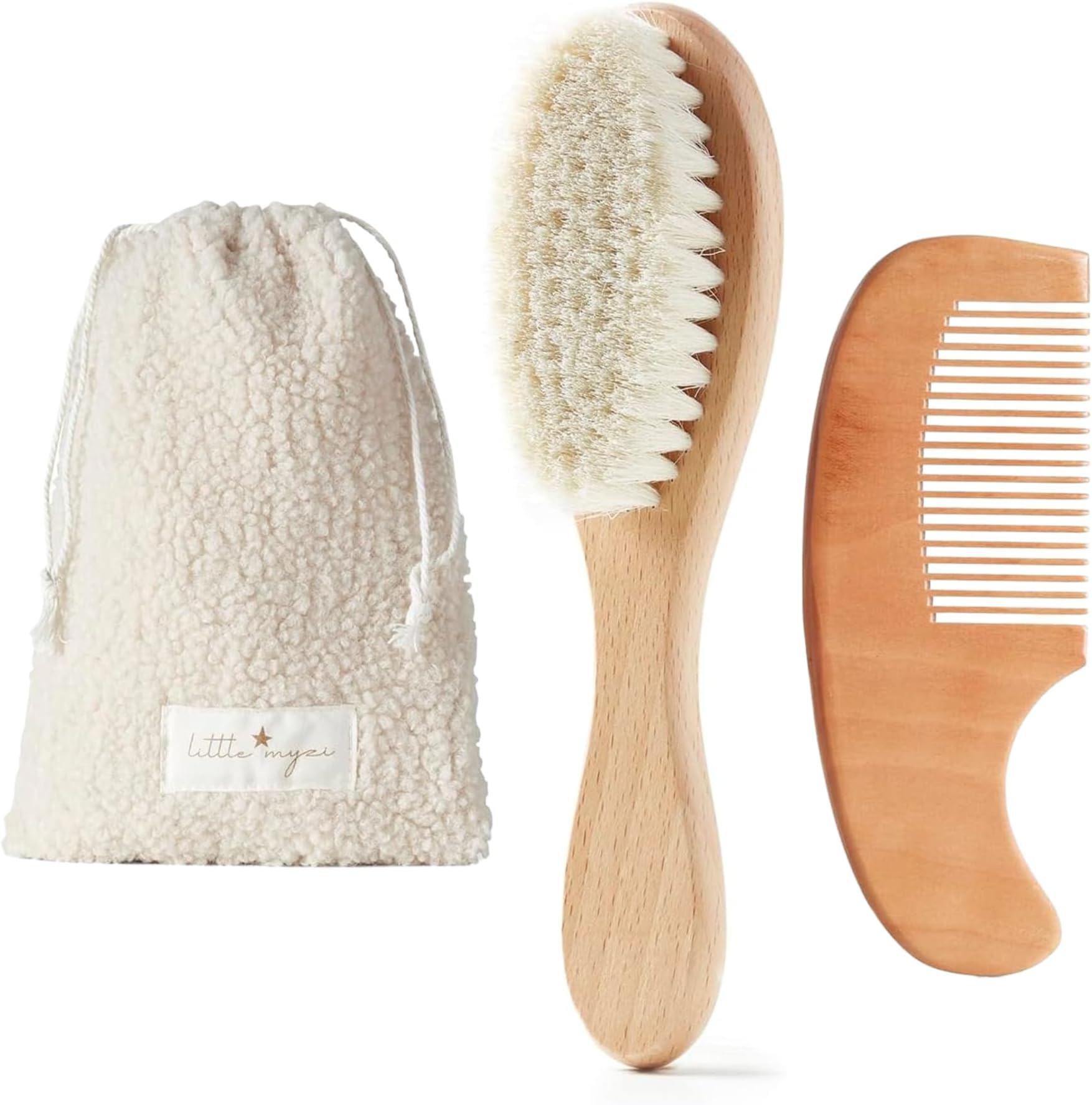 Amazon.com: MYZI Baby Hair Brush Set – Baby Brush and Comb Set Newborn ...