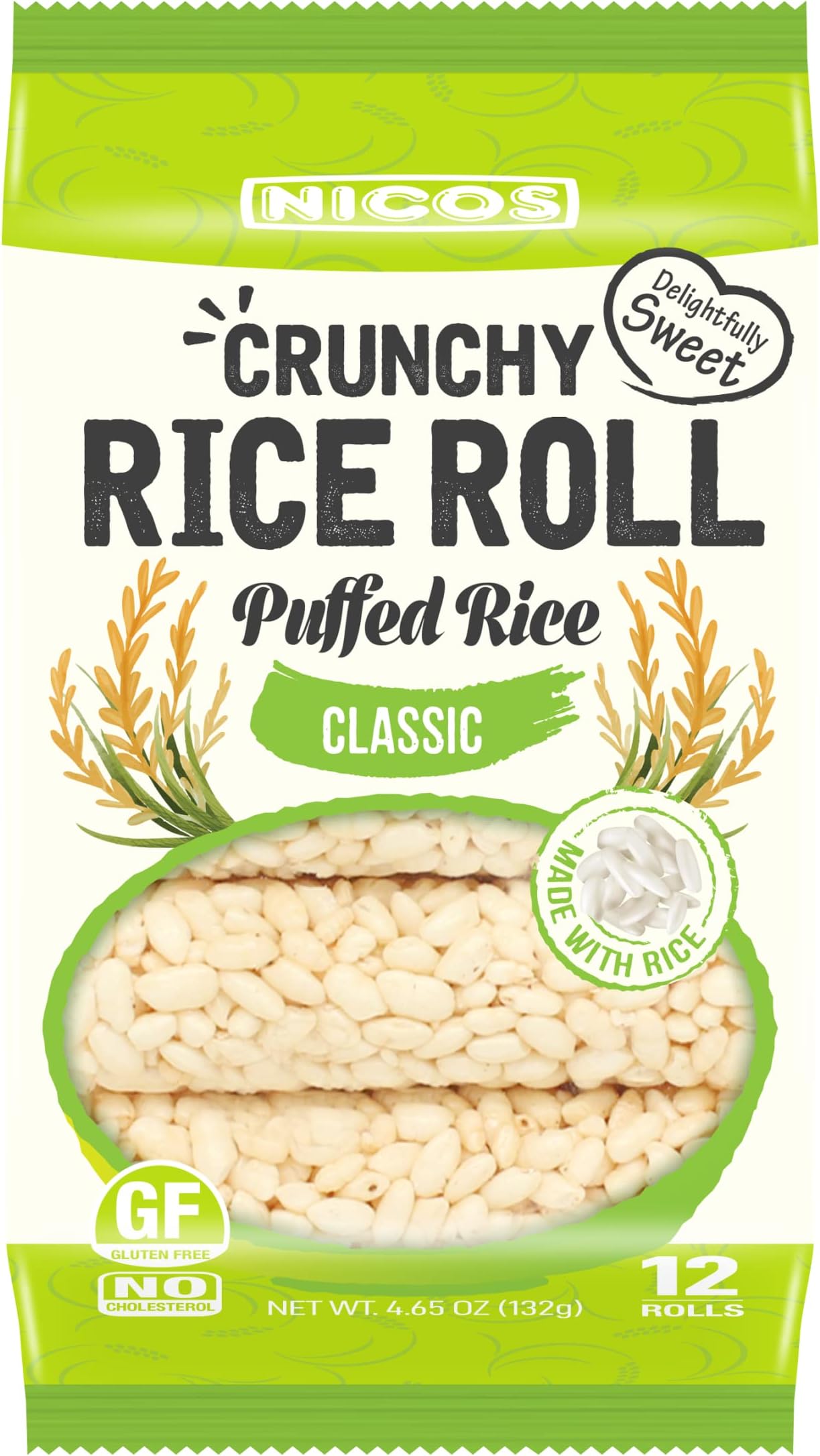 Amazon.com : NICOS Crunchy Rice Roll- Puffed Rice (12 Rolls x 6) (Honey ...