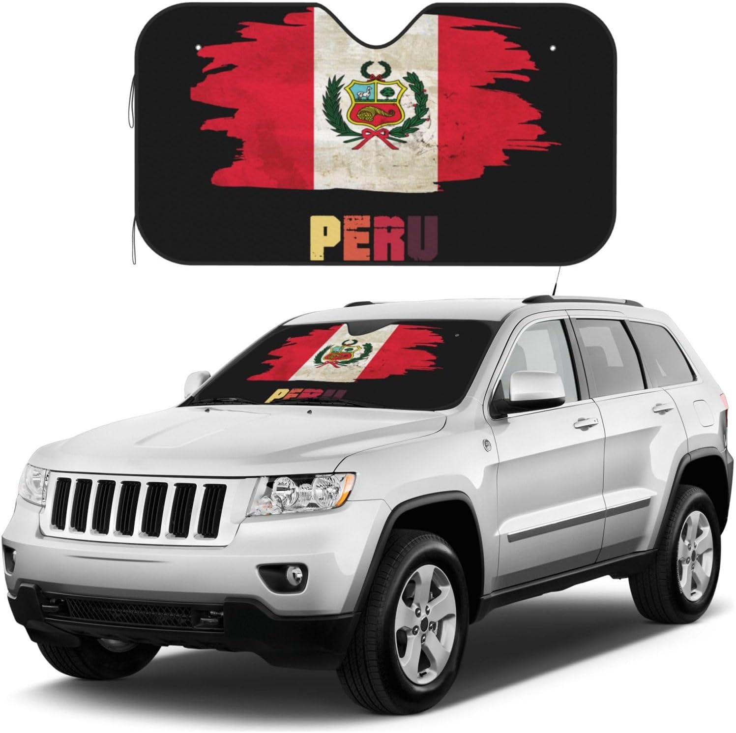 Retro Vintage Peru Flag Peruvian Car Windshield Sun Shade Aluminium ...