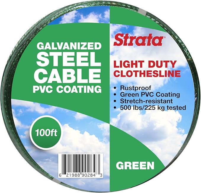 Amazon.com: Strata Clothesline - Galvanized Steel Cable - PVC Coasting ...