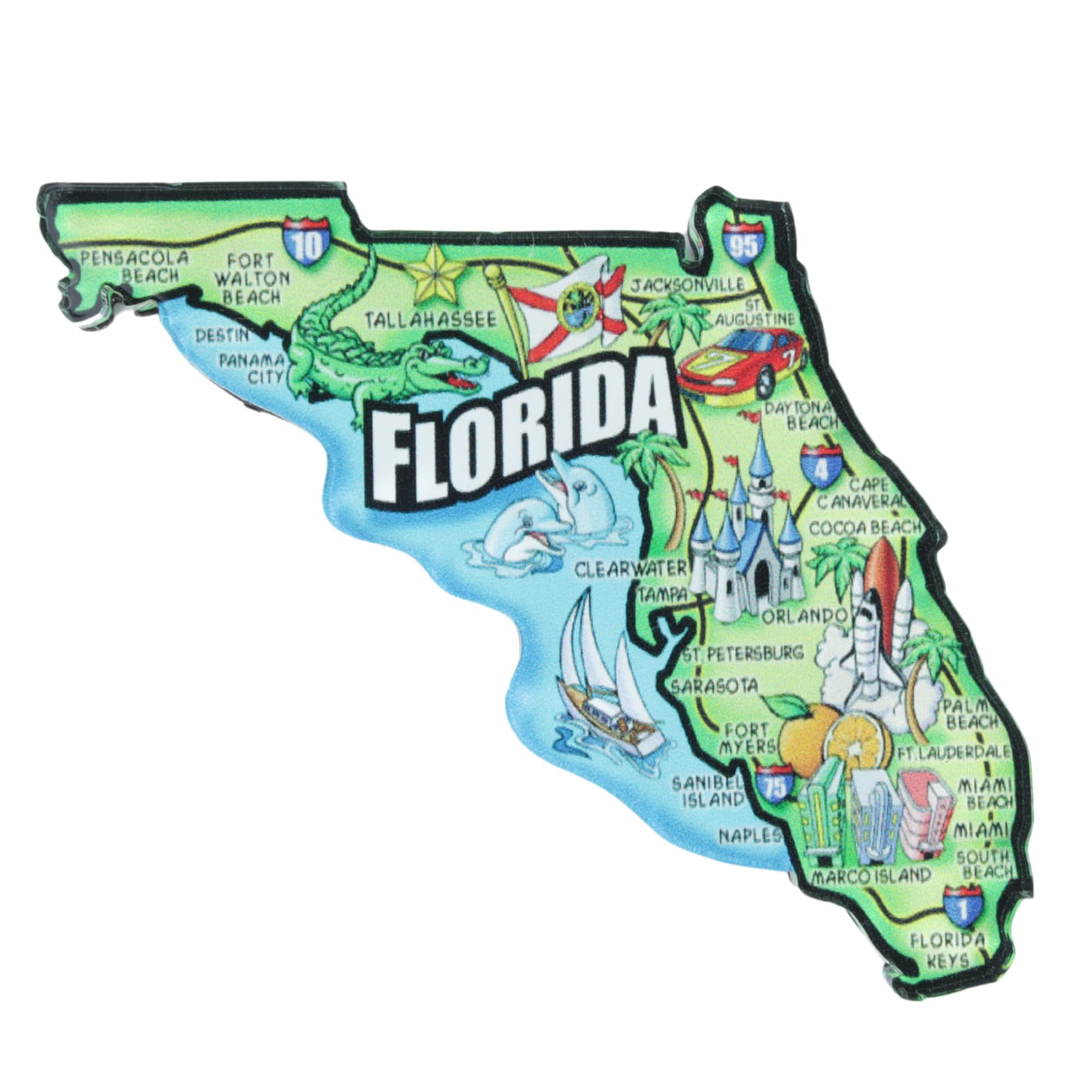 Amazon.com: Vibrant Florida State Acrylic Magnet – Illustrated Travel ...