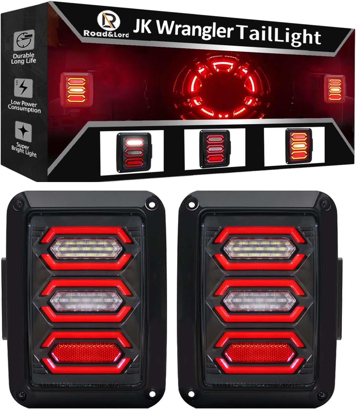 Amazon.com: BeltandRoad Wrangler JK Tail light - Clear LED Tail Light ...