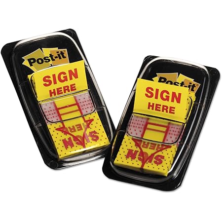 Amazon.com : Post-it 680SD2 Sign and Date Message Flag, 1"x1-3/4", 100 ...
