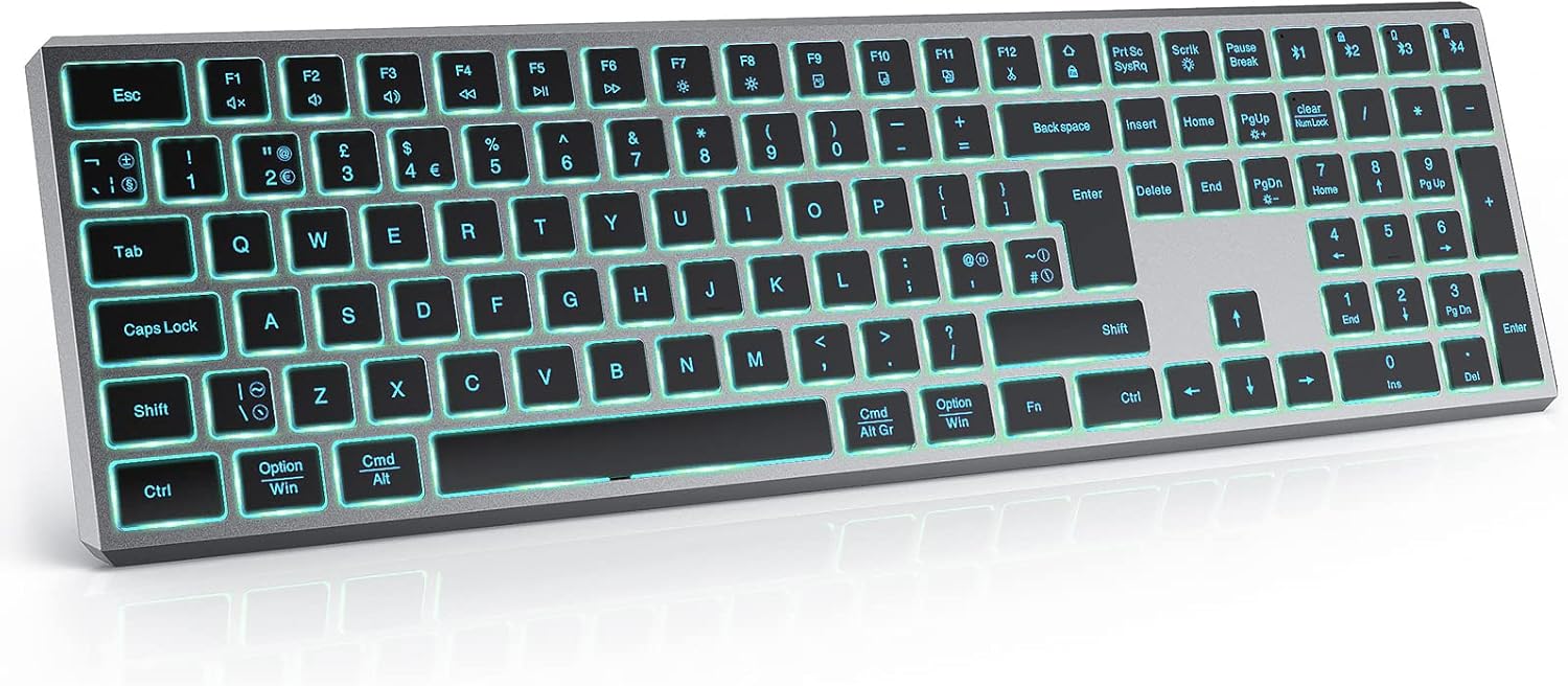 Seenda Wireless Backlit Keyboard for Multi-Device, Bluetooth Keyboard ...