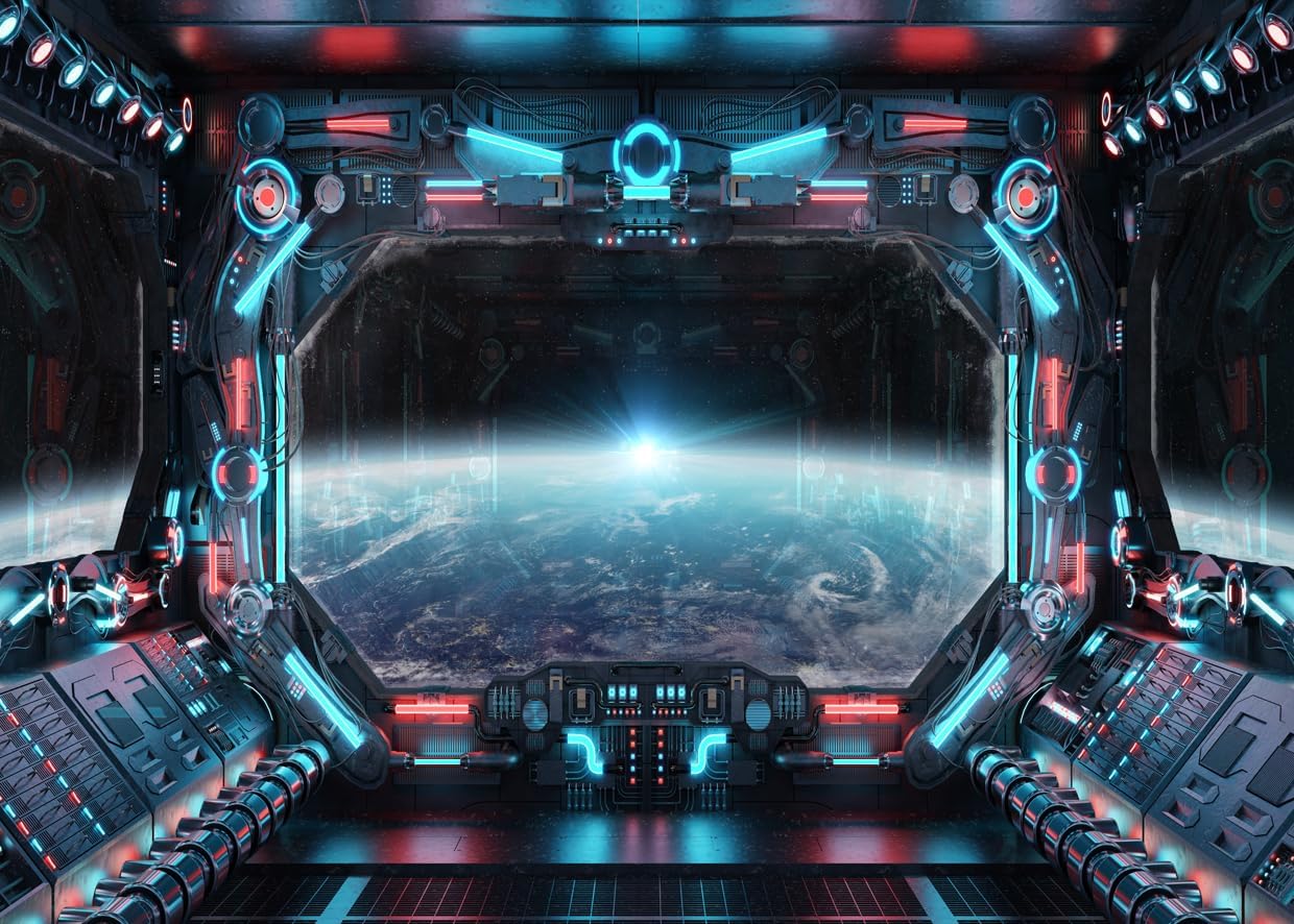 Amazon.com : SJOLOON Spaceship Interior Backdrop Planet Earth Backdrop ...