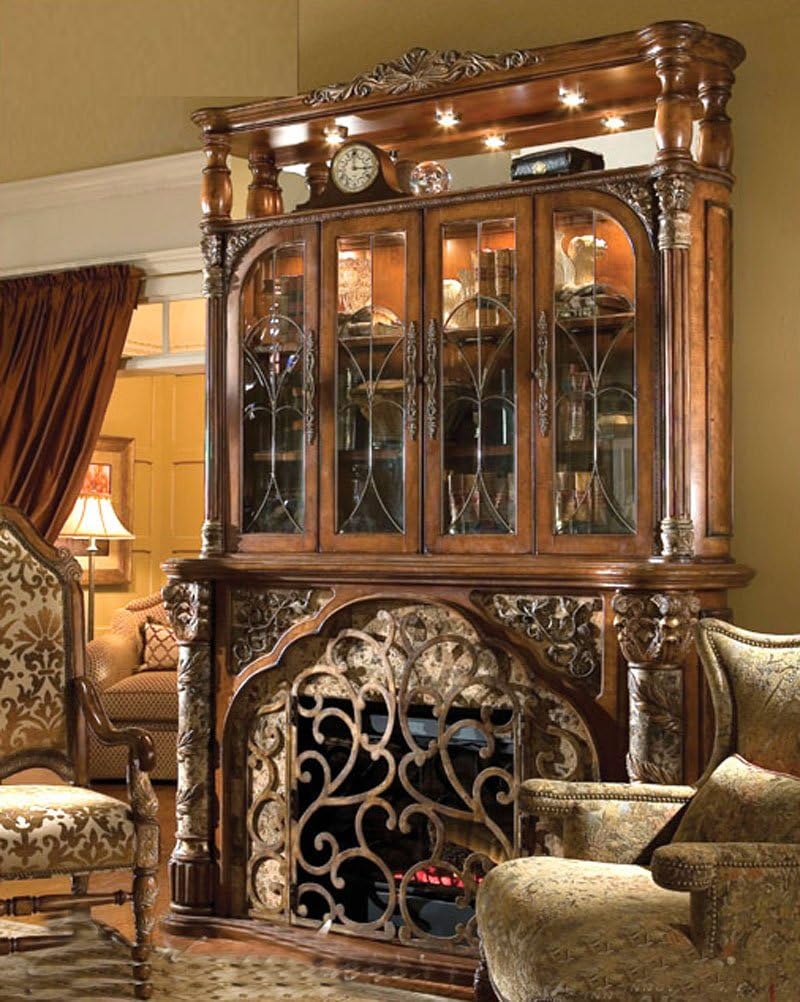 Amazon.com: Aico Furniture Villa Valencia Fireplace with Media Wall AI ...