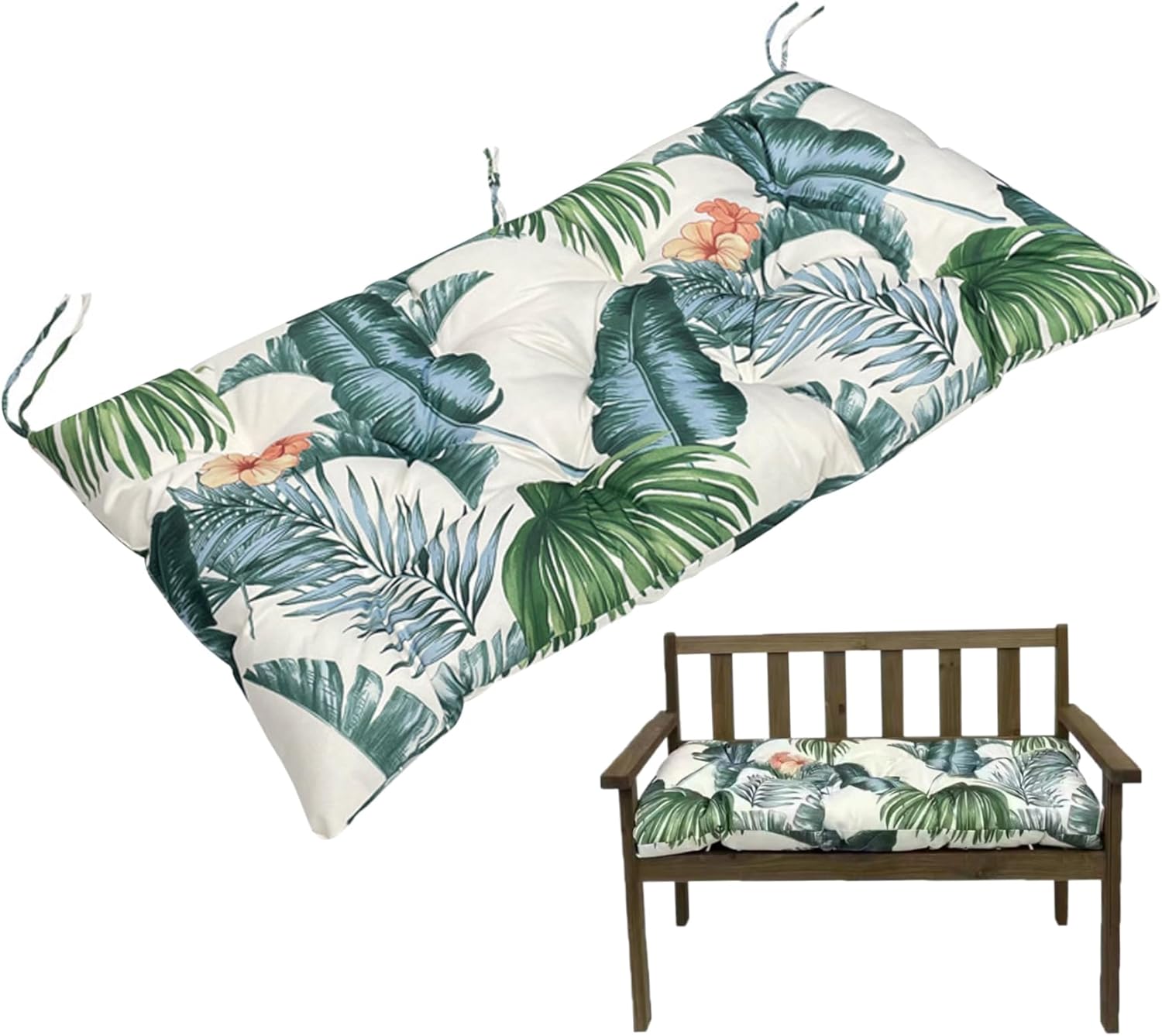 Obelunrp Outdoor Bench Cushion, 100x50x8cm Tropical Patterns Garden ...