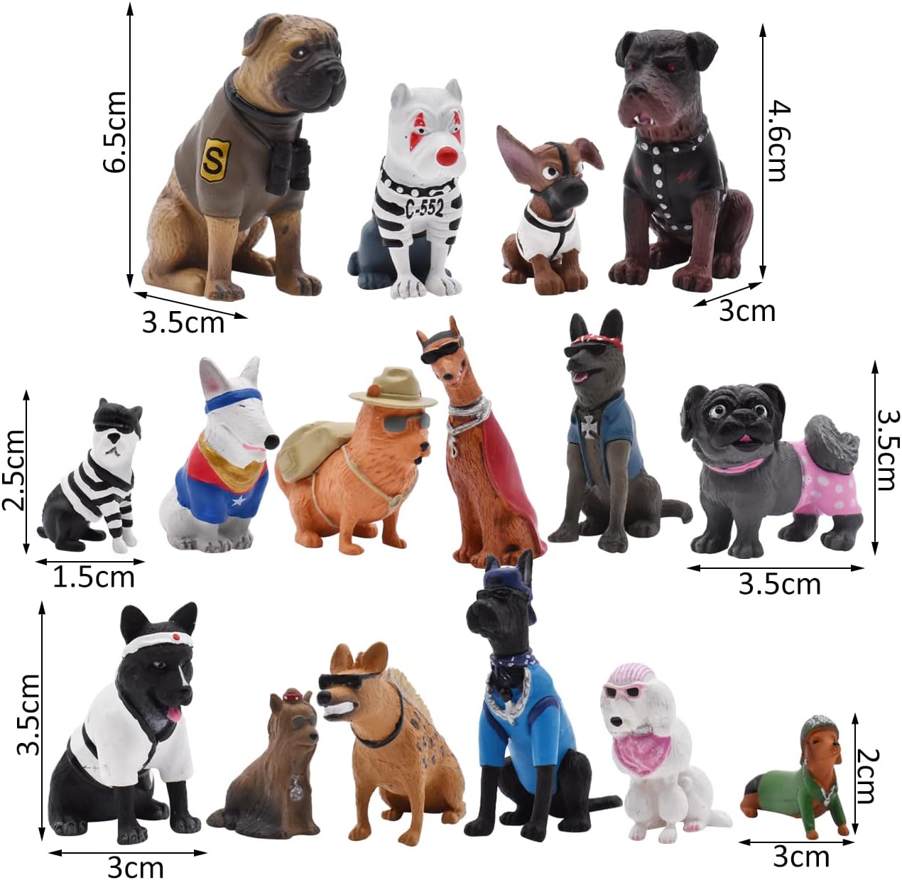 Mini Animal Figures Set -Miotlsy 16 PCS Cute Puppy Figures Birthday ...